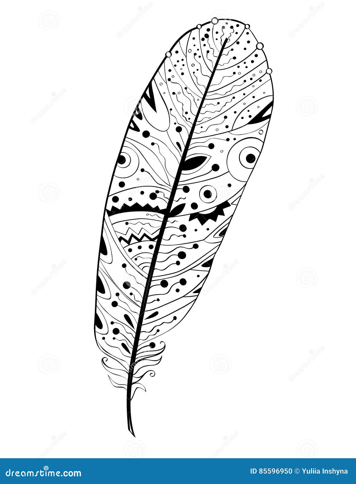 Hand Drawn Stylized Feather Doodle Style Stock Vector - Illustration of ...