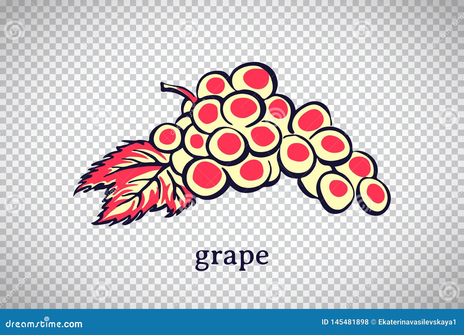 Hand Drawn Stylized Grape. Vector Fruit Isolated on Transparent ...