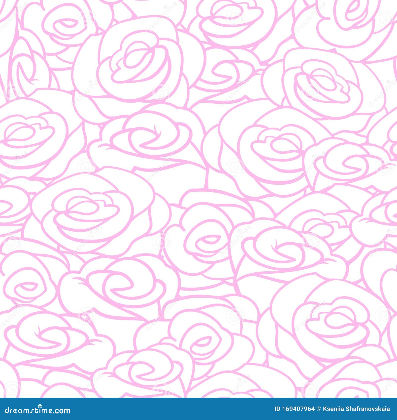 Hand Drawn Stylized Roses, Vector Seamless Pattern Stock Vector ...