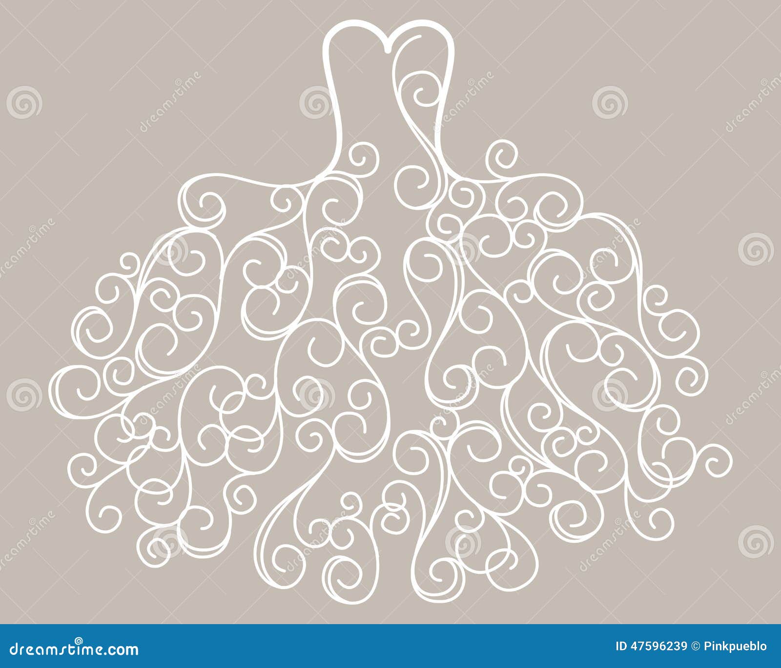 Hand Drawn Stylized Swirl Wedding Dress Vector Stock Vector ...