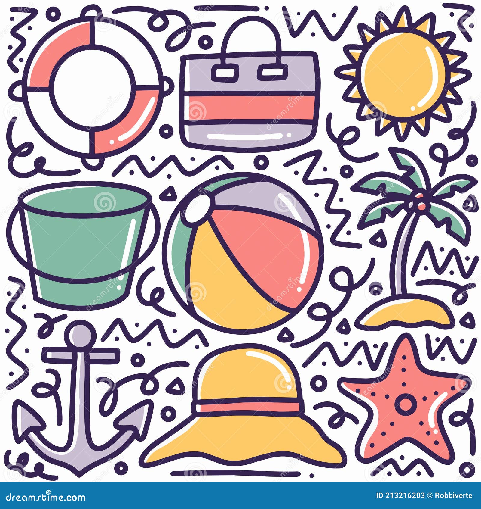 Beach Doodle Set Stock Illustrations – 11,026 Beach Doodle Set Stock ...