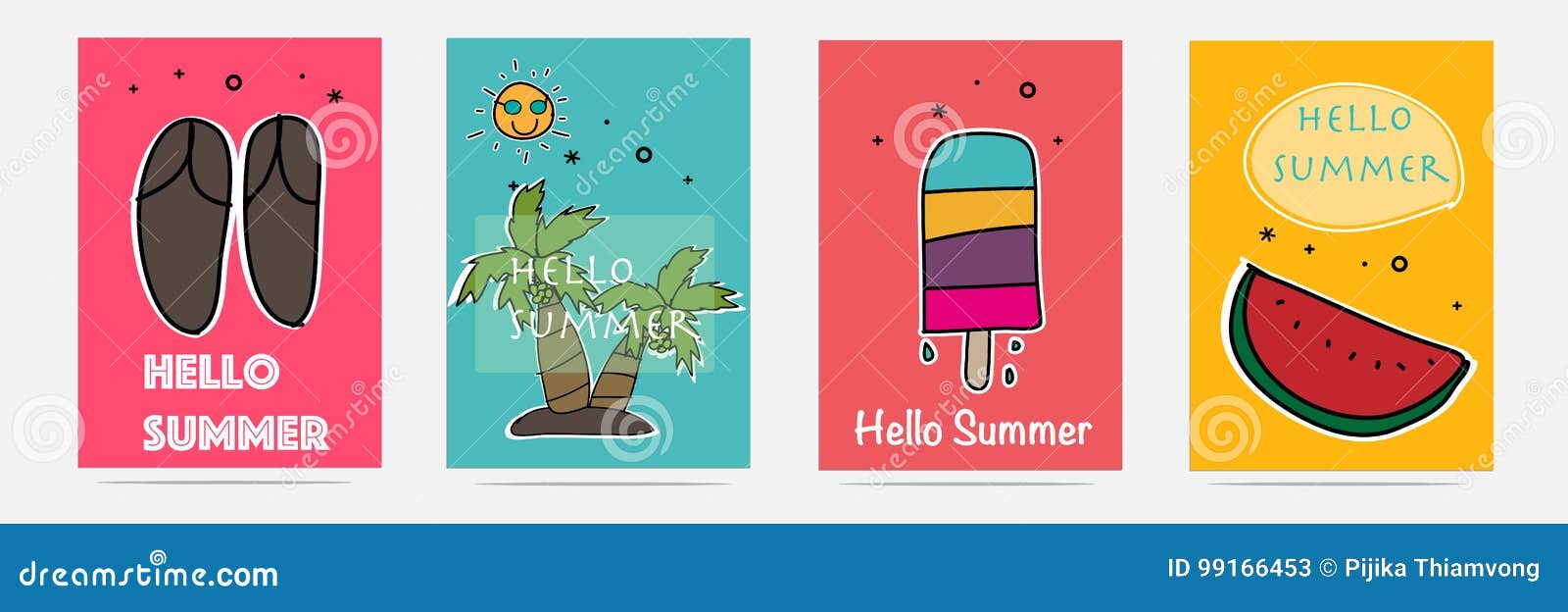 Hand Drawn Summer Set. stock vector. Illustration of drawing - 99166453