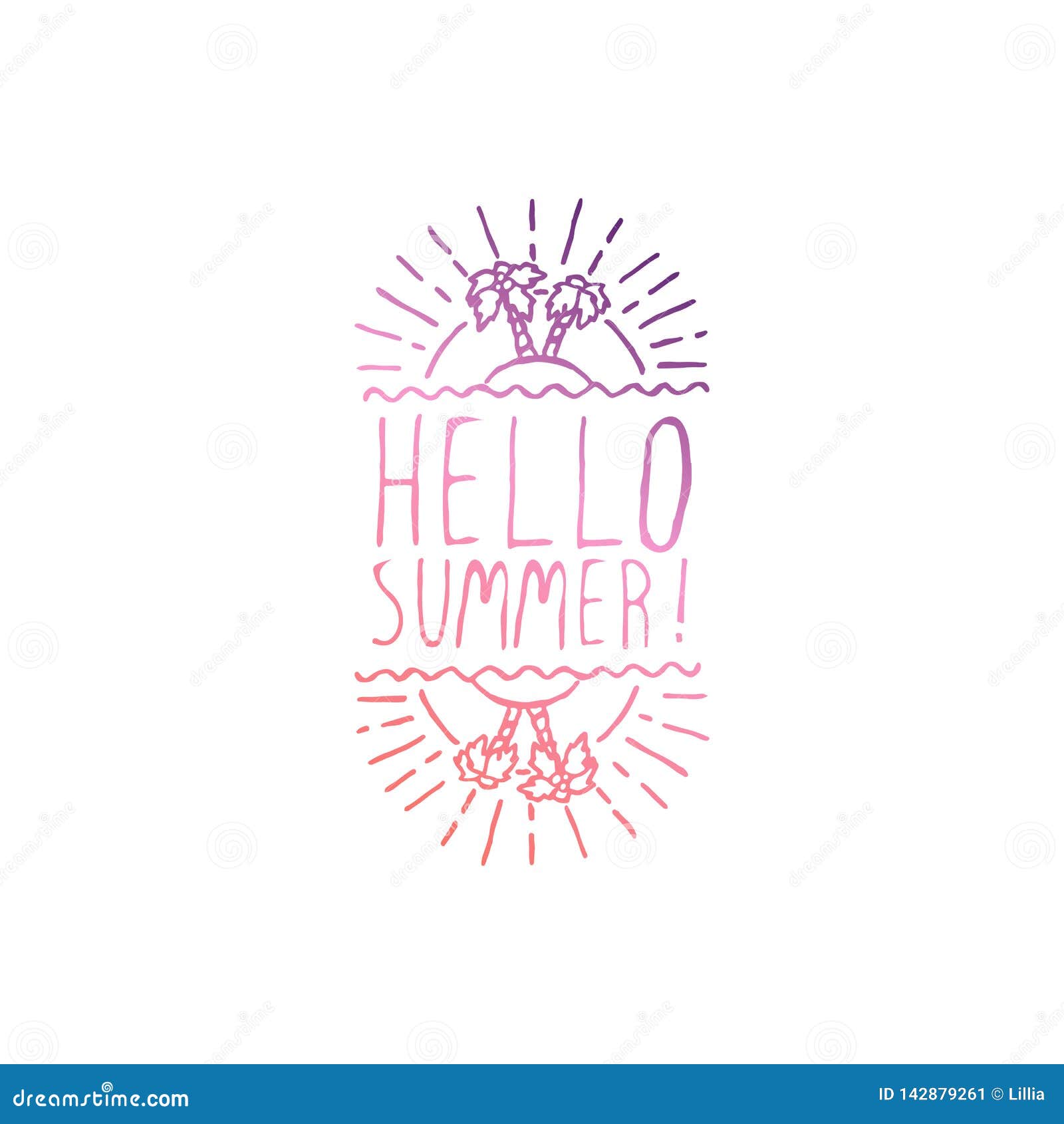 Hand Drawn Summer Slogan Isolated on White. Hello Summer Stock Vector ...