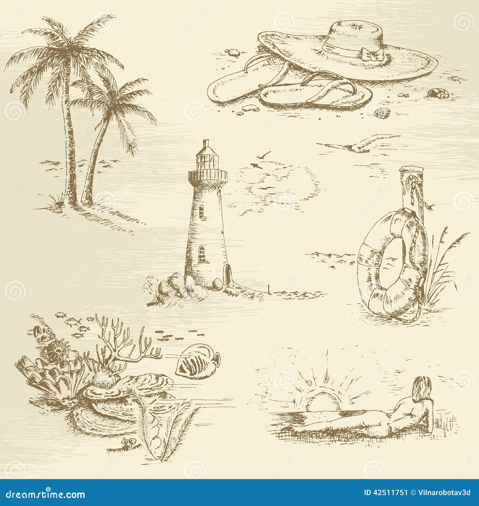 Hand Drawn Summer Time Sketch Stock Vector - Illustration of relaxation ...