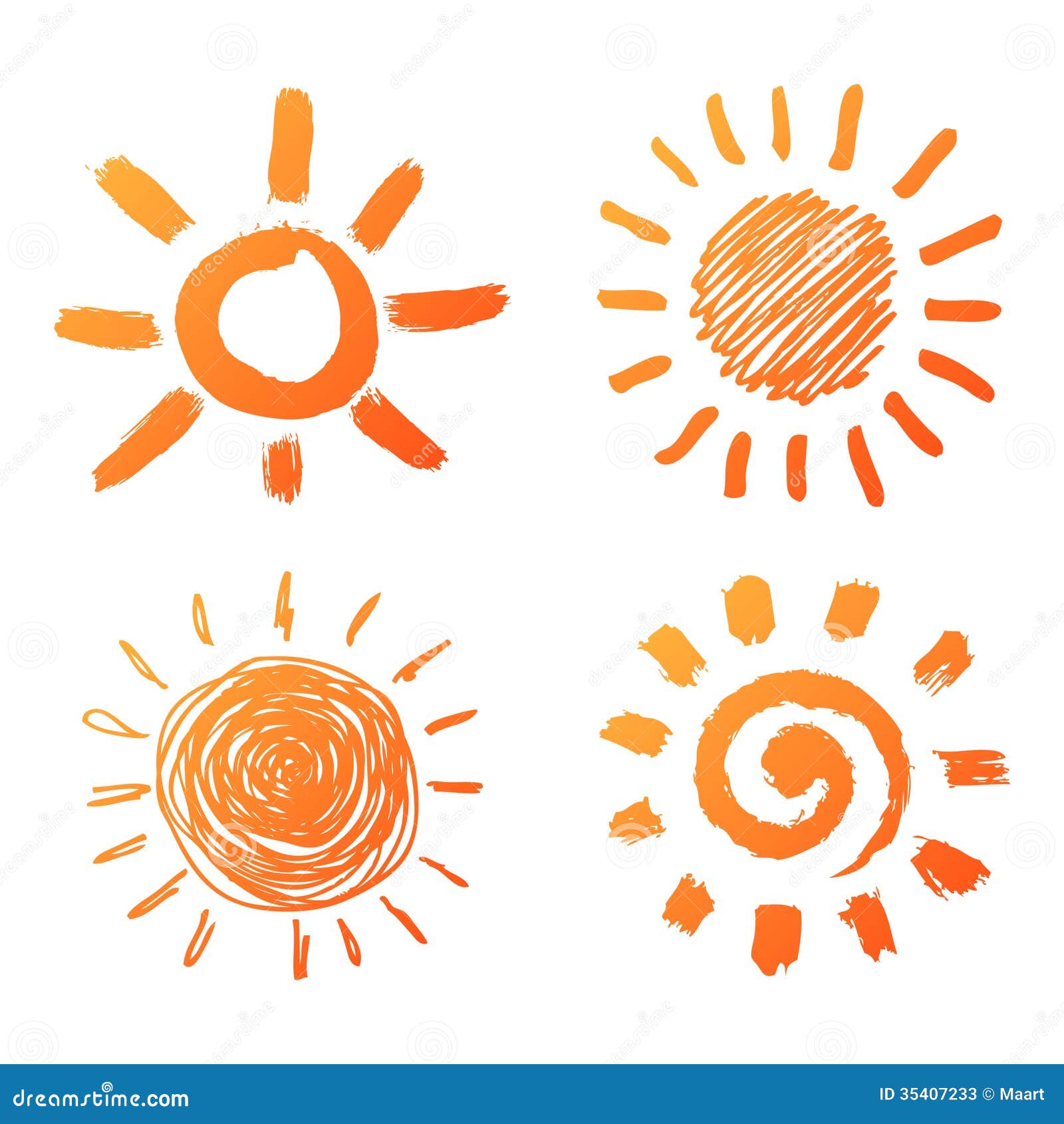 Hand drawn sun icons stock vector. Illustration of meteorology - 35407233
