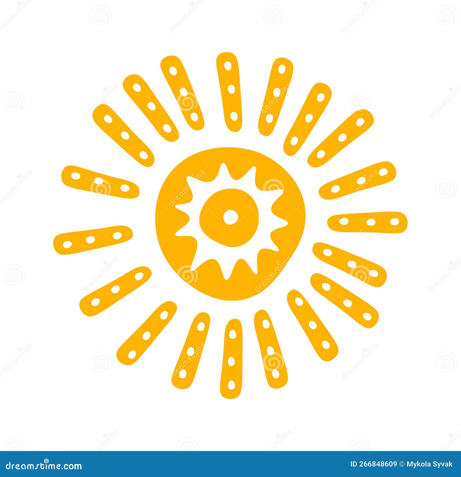 Hand Drawn Sun with Ornament and Rays Flat Icon Stock Vector ...