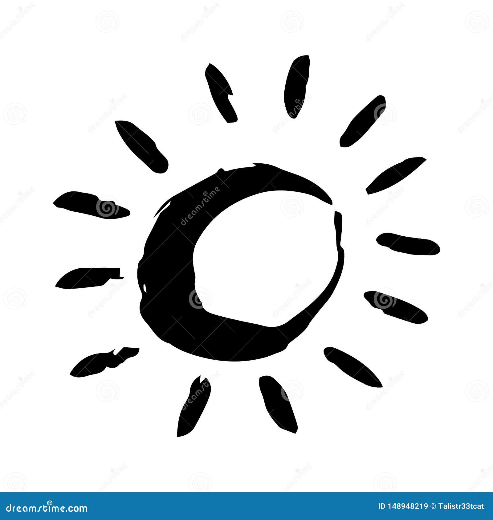 Hand Drawn Sun Painted with Ink Brush Stock Vector - Illustration of ...