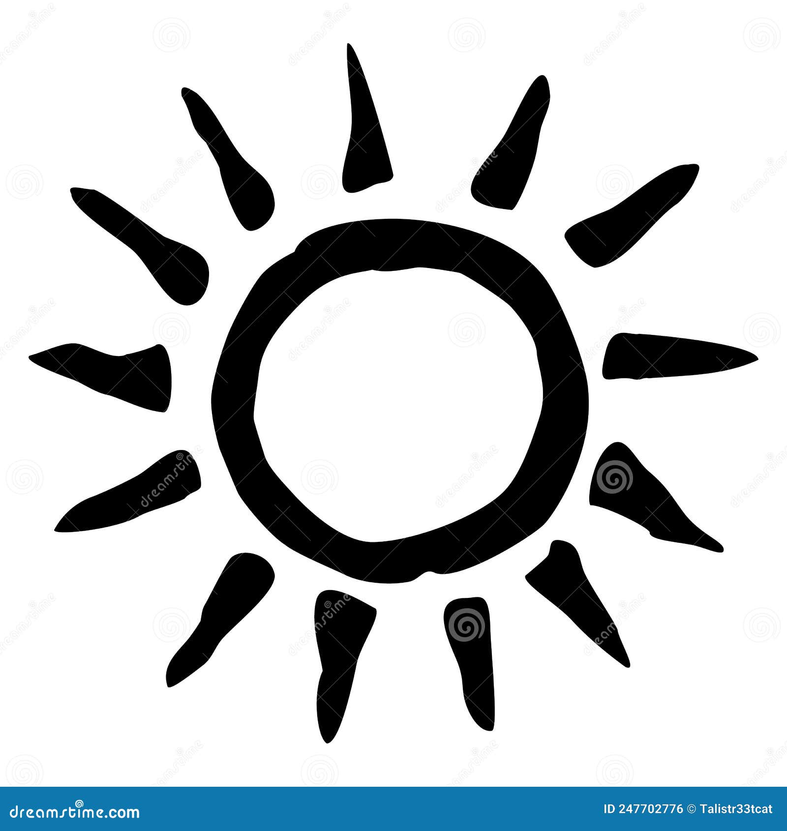 Hand Drawn Sun Painted with Ink Brush Stock Vector - Illustration of ...