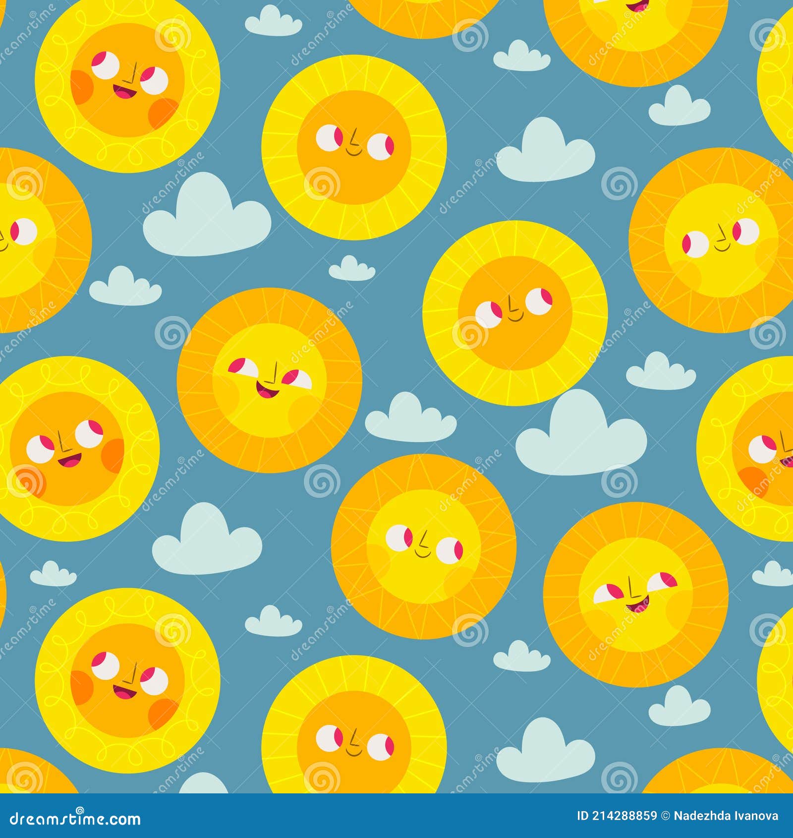 Hand Drawn Sun Pattern Vector Illustration. Stock Vector - Illustration ...