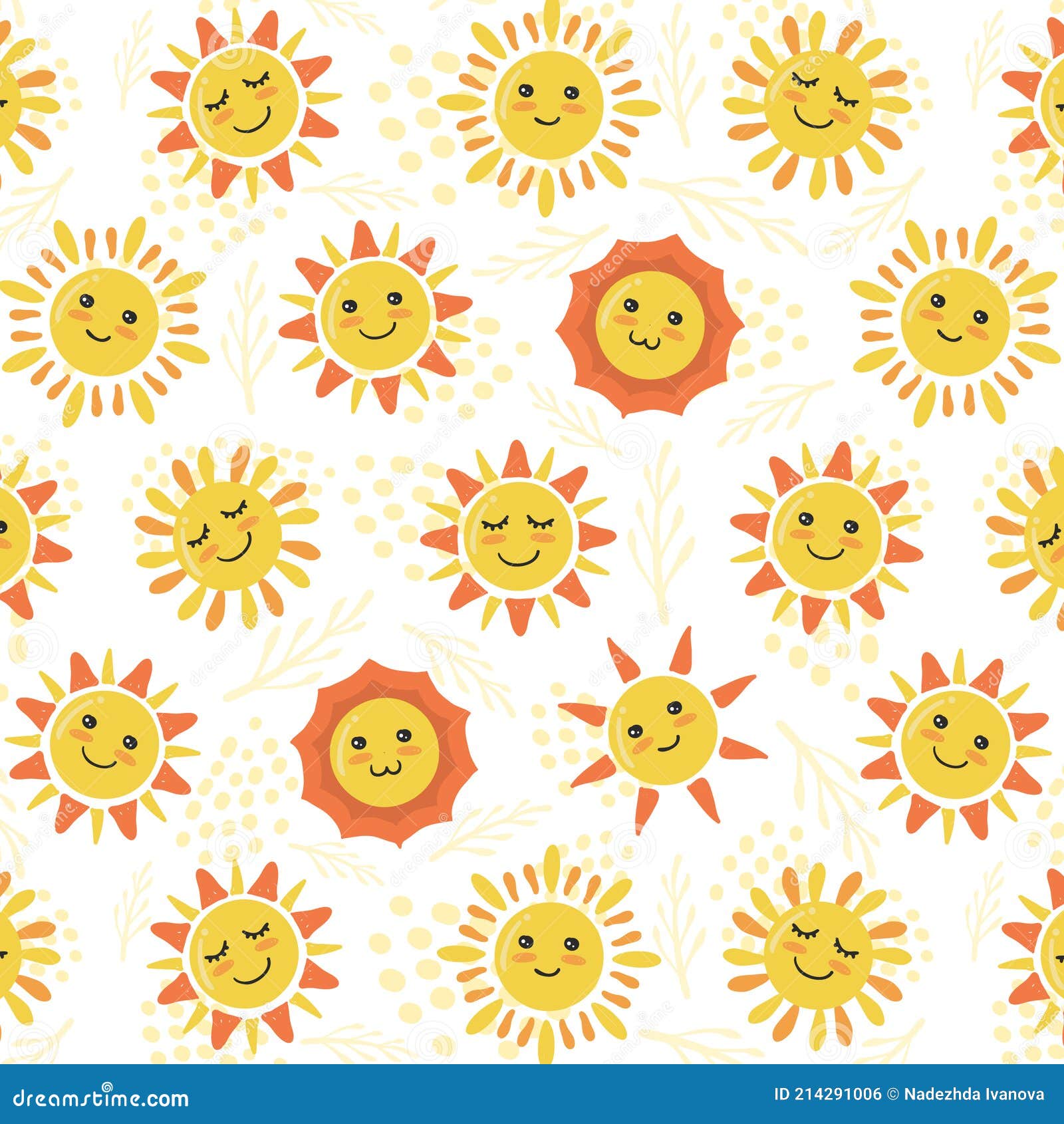 Hand Drawn Sun Pattern Vector Illustration. Stock Vector - Illustration ...