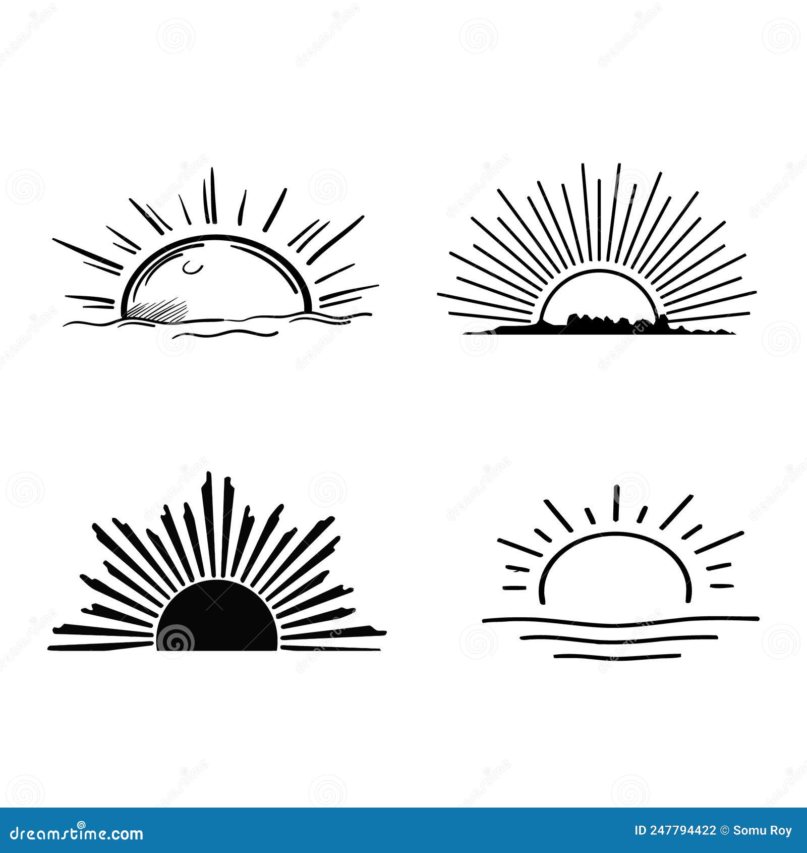 Hand Drawn Sun Premium Vector Stock Illustration - Illustration of logo, cartoon: 247794422
