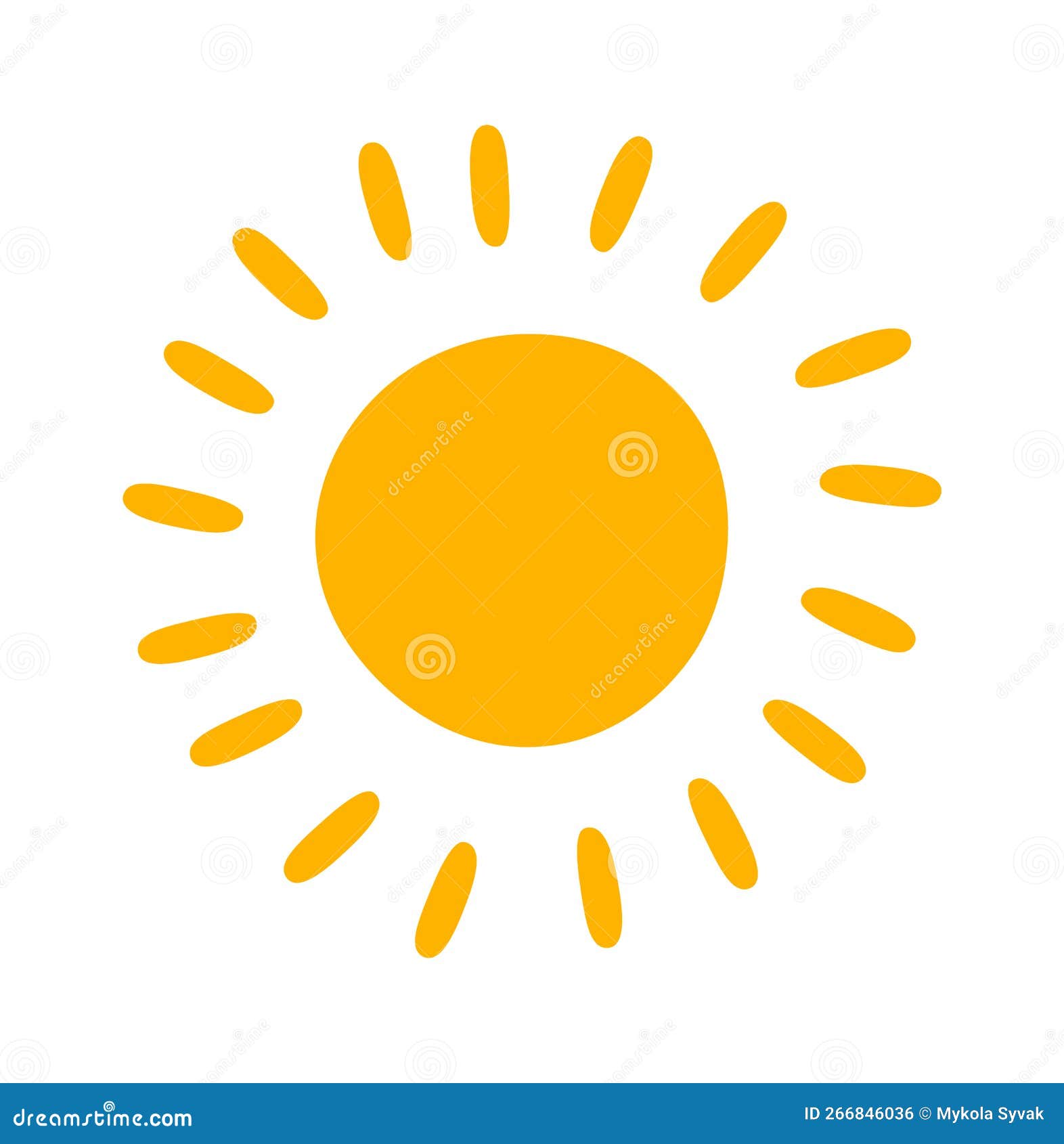 Hand Drawn Sun with Rays Flat Icon Stock Vector - Illustration of ...