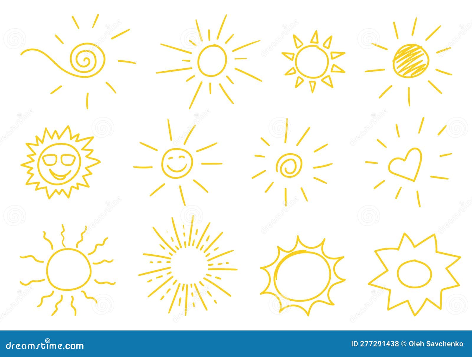 Hand-drawn Sun Symbols Collection. Different Doodle Styles Stock Vector ...