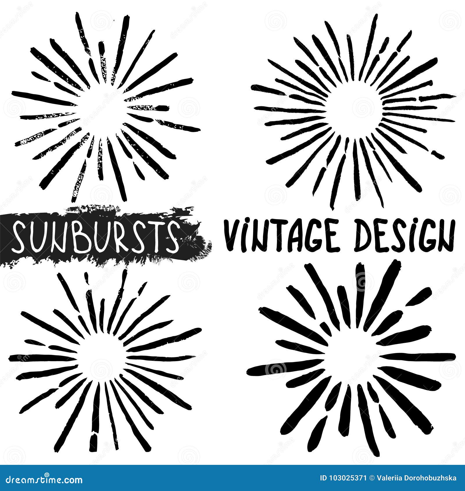 Hand drawn sunbursts stock vector. Illustration of decor - 103025371