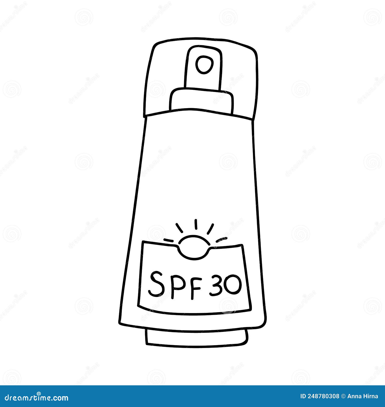 Hand Drawn Sunscreen. Vector Illustration in Doodles Style. Isolate on ...