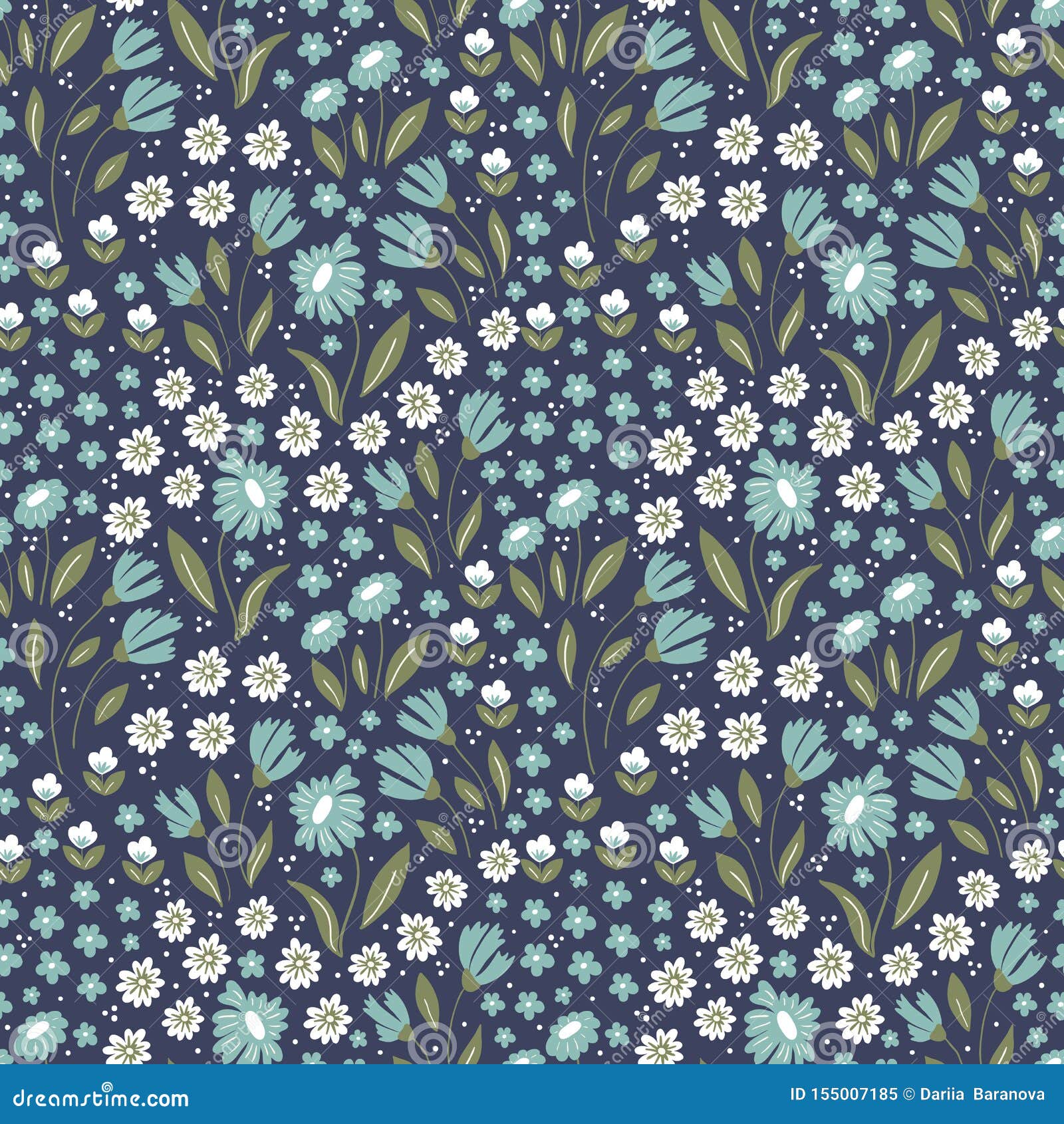 Hand Drawn Surface Pattern Design with Flowers in Garden Stock Vector ...