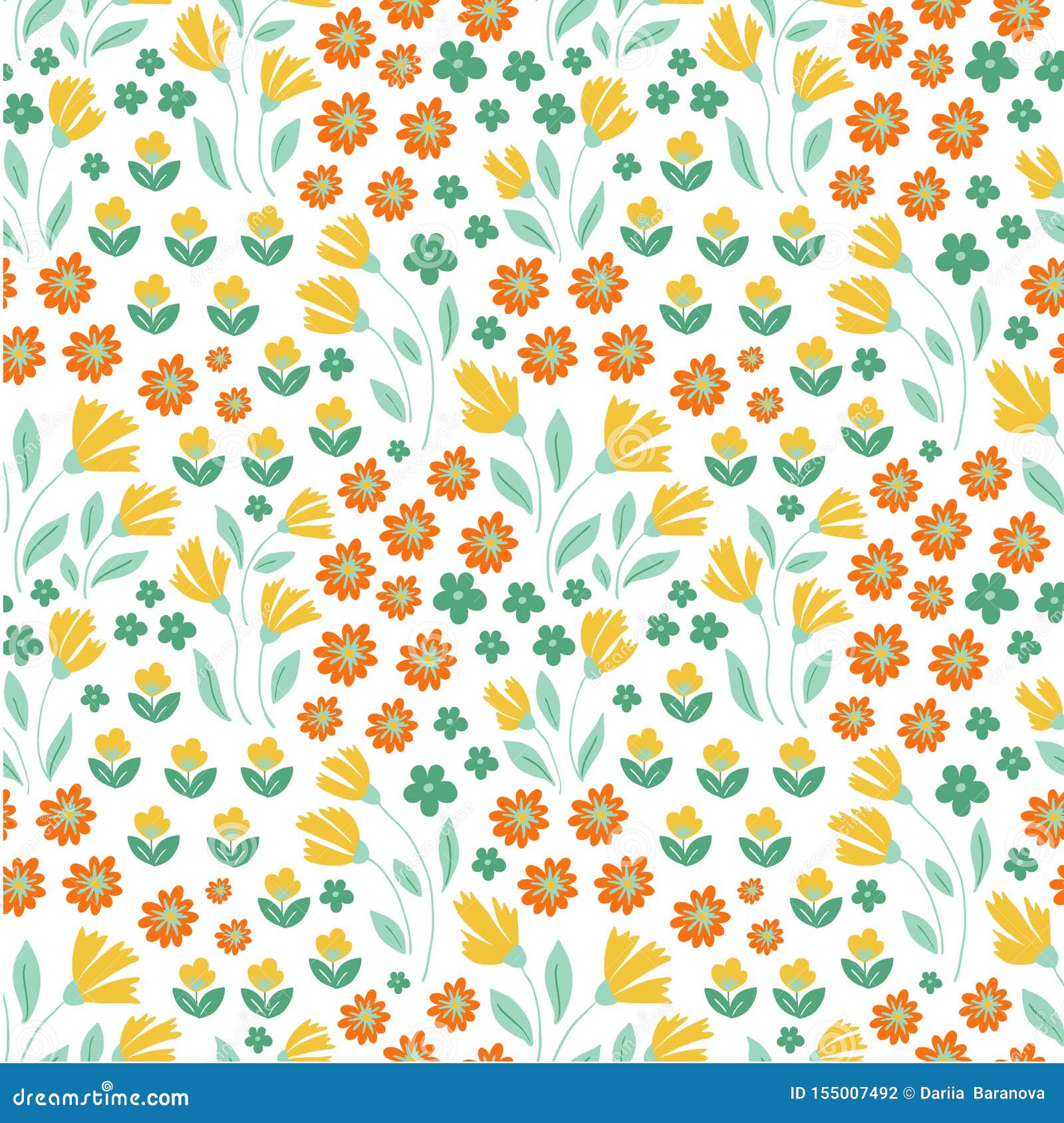 Hand Drawn Surface Pattern Design with Flowers in Garden Stock Vector ...