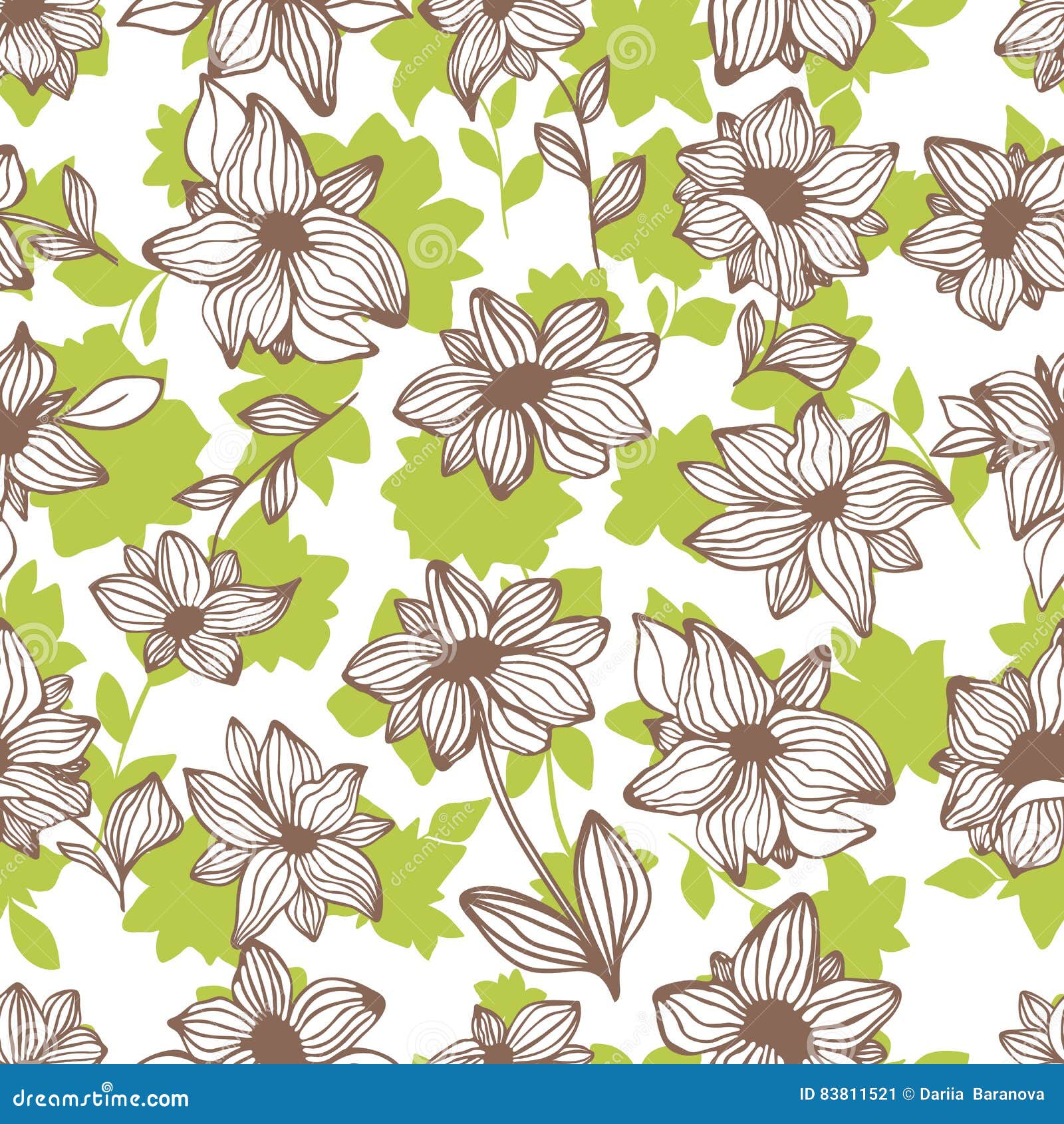 Hand Drawn Surface Pattern Design with Flowers Stock Vector ...