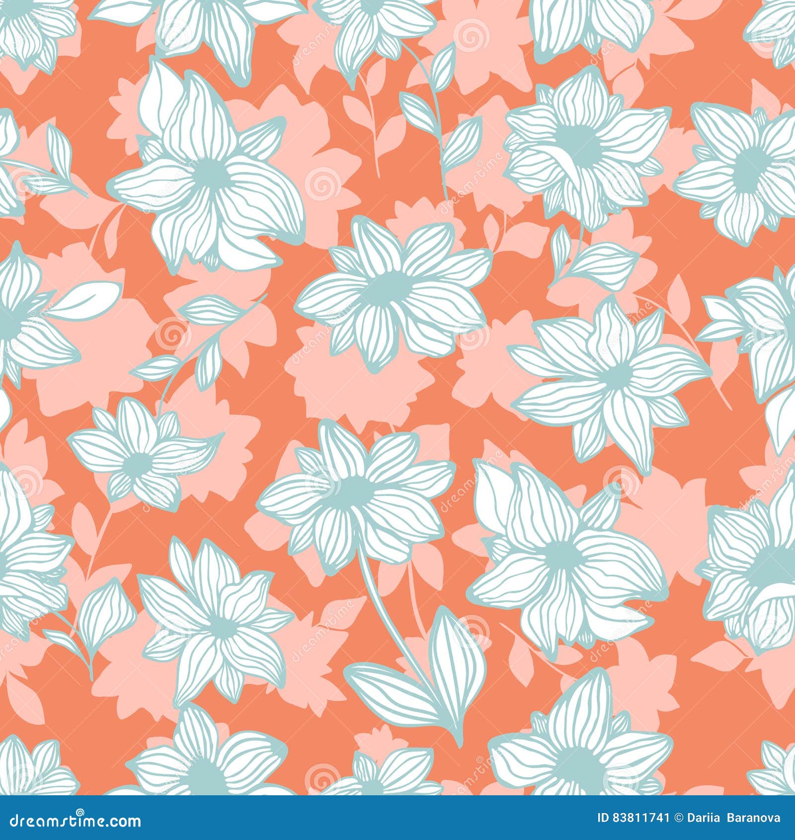 Hand Drawn Surface Pattern Design with Flowers Stock Vector ...