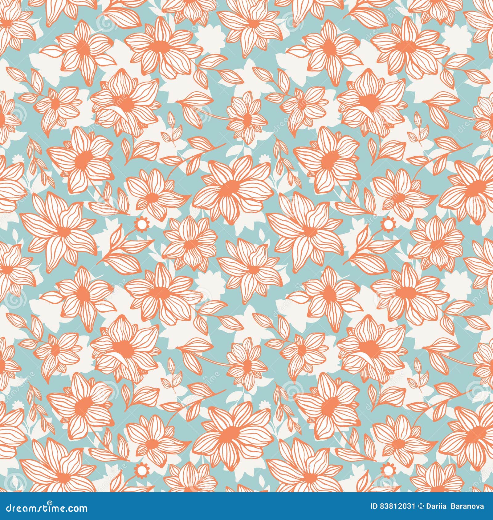 Hand Drawn Surface Pattern Design with Flowers Stock Vector ...