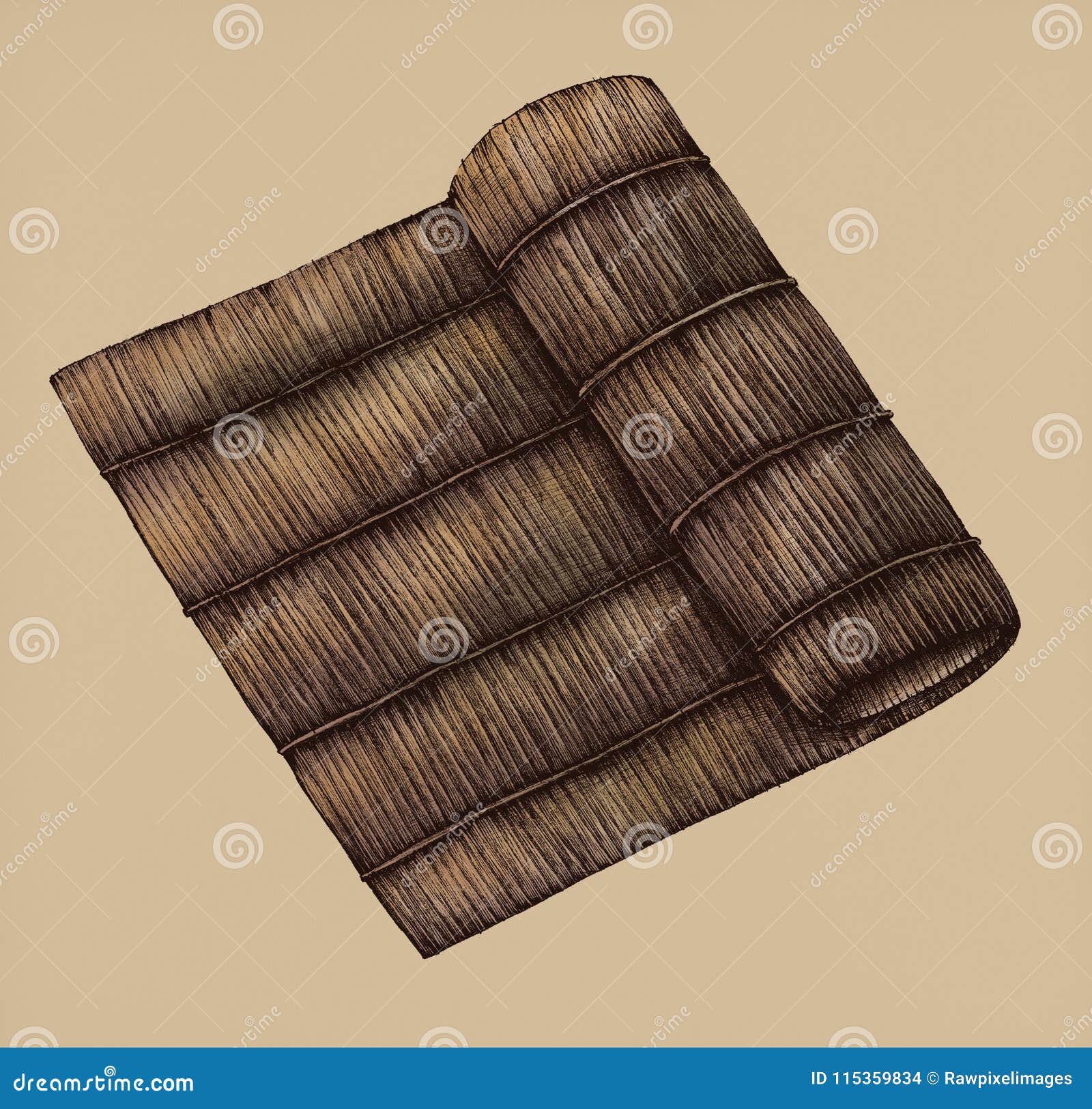 Hand Drawn Sushi Bamboo Roller Mat Stock Illustration - Illustration of ...