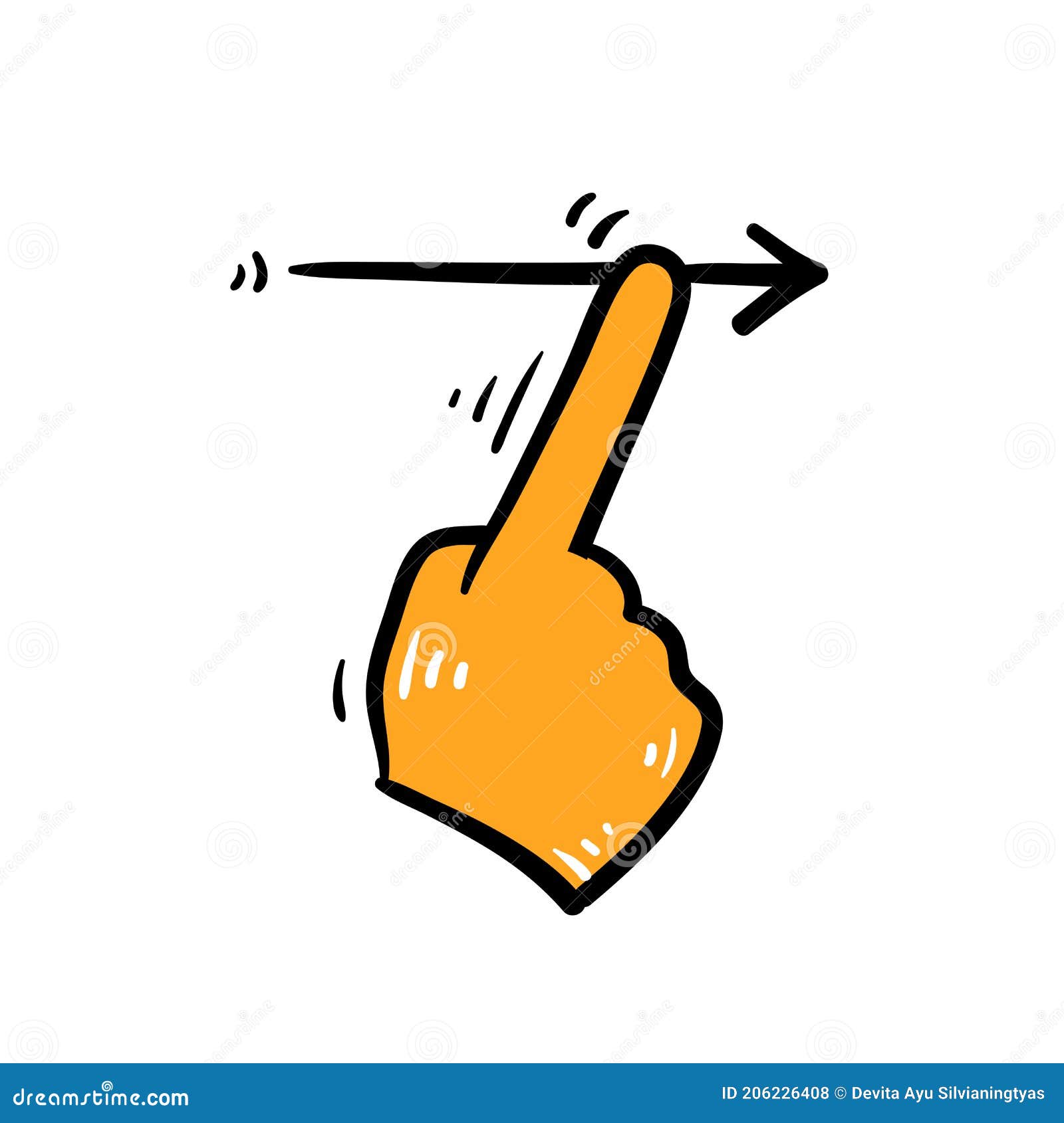 Hand Drawn Swipe Right Icon Symbol Illustration in Doodle Style Vector ...