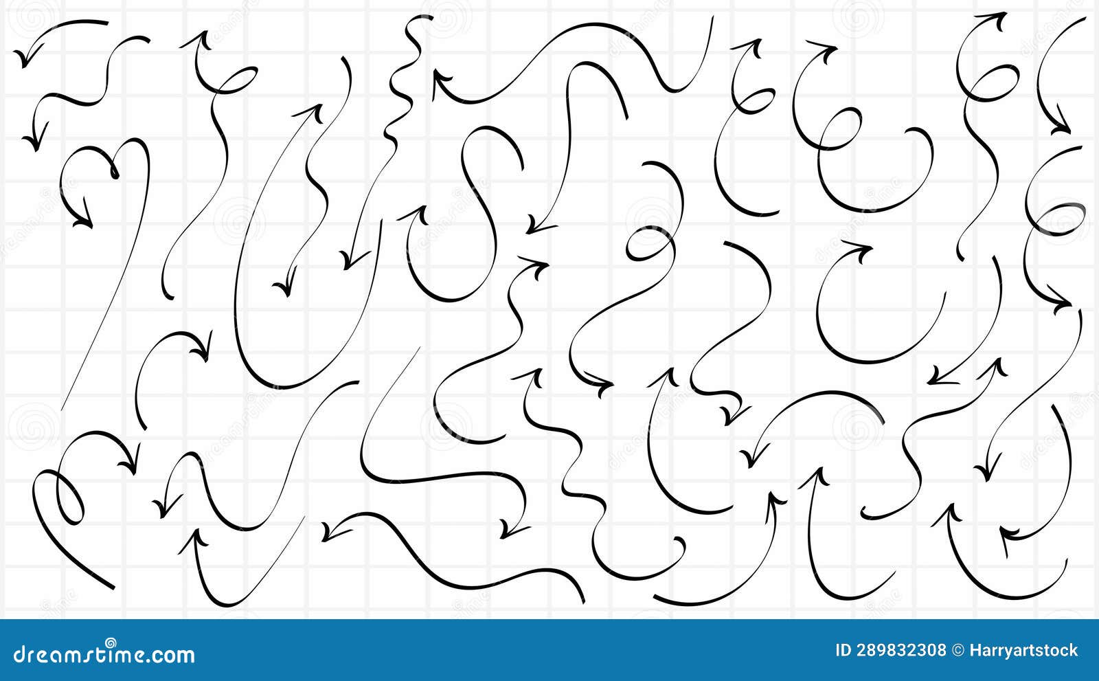 Hand Drawn Swiral Arrow Set Design Stock Vector - Illustration of ...