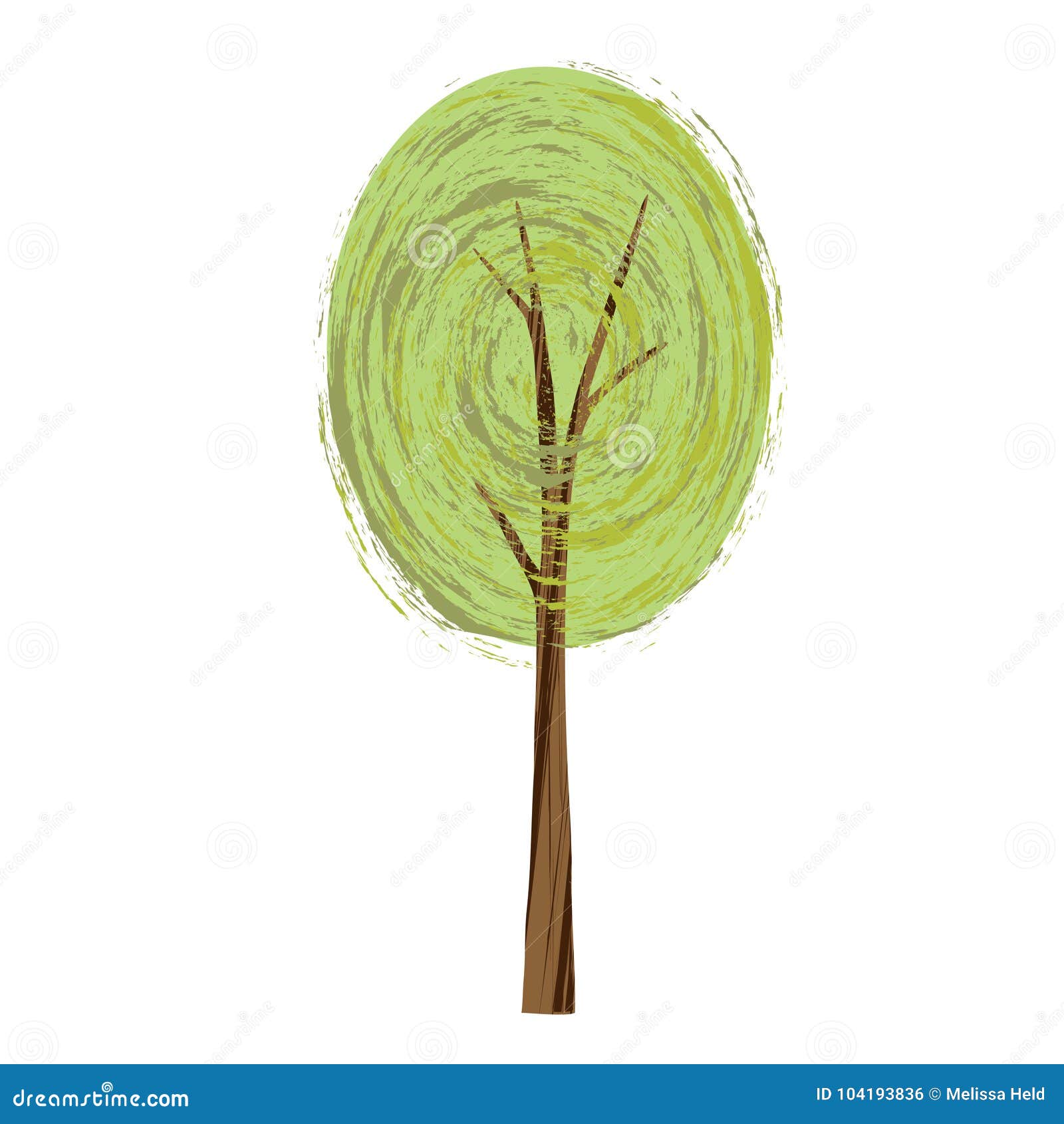 Hand Drawn Swirl Textured Tree Stock Vector - Illustration of element ...