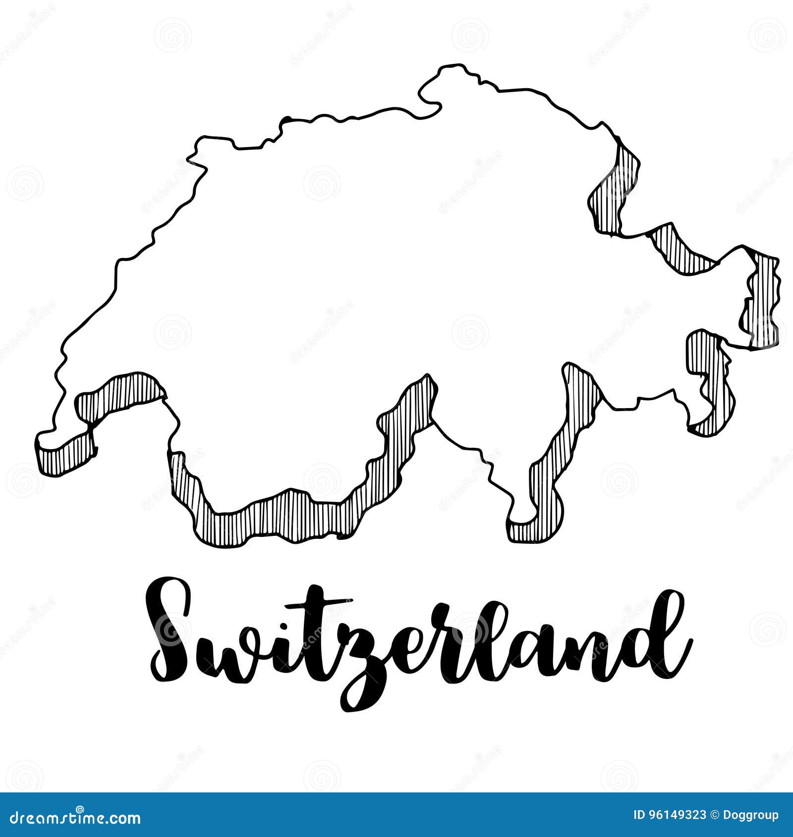 Hand Drawn Of Switzerland Map, Illustration Stock Image | CartoonDealer ...