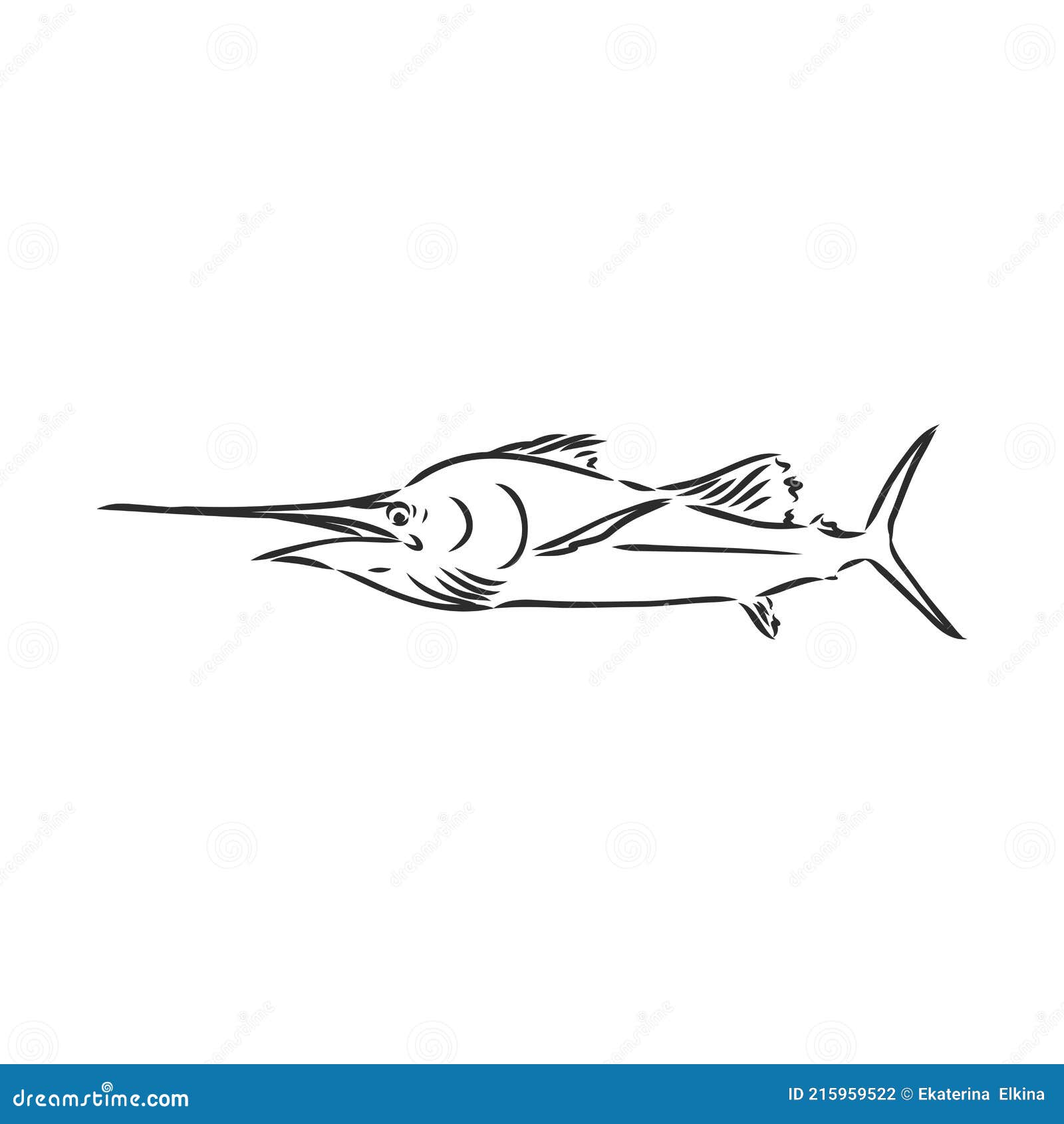 Hand Drawn Swordfish. Vector Illustration in Sketch Style Stock Vector ...