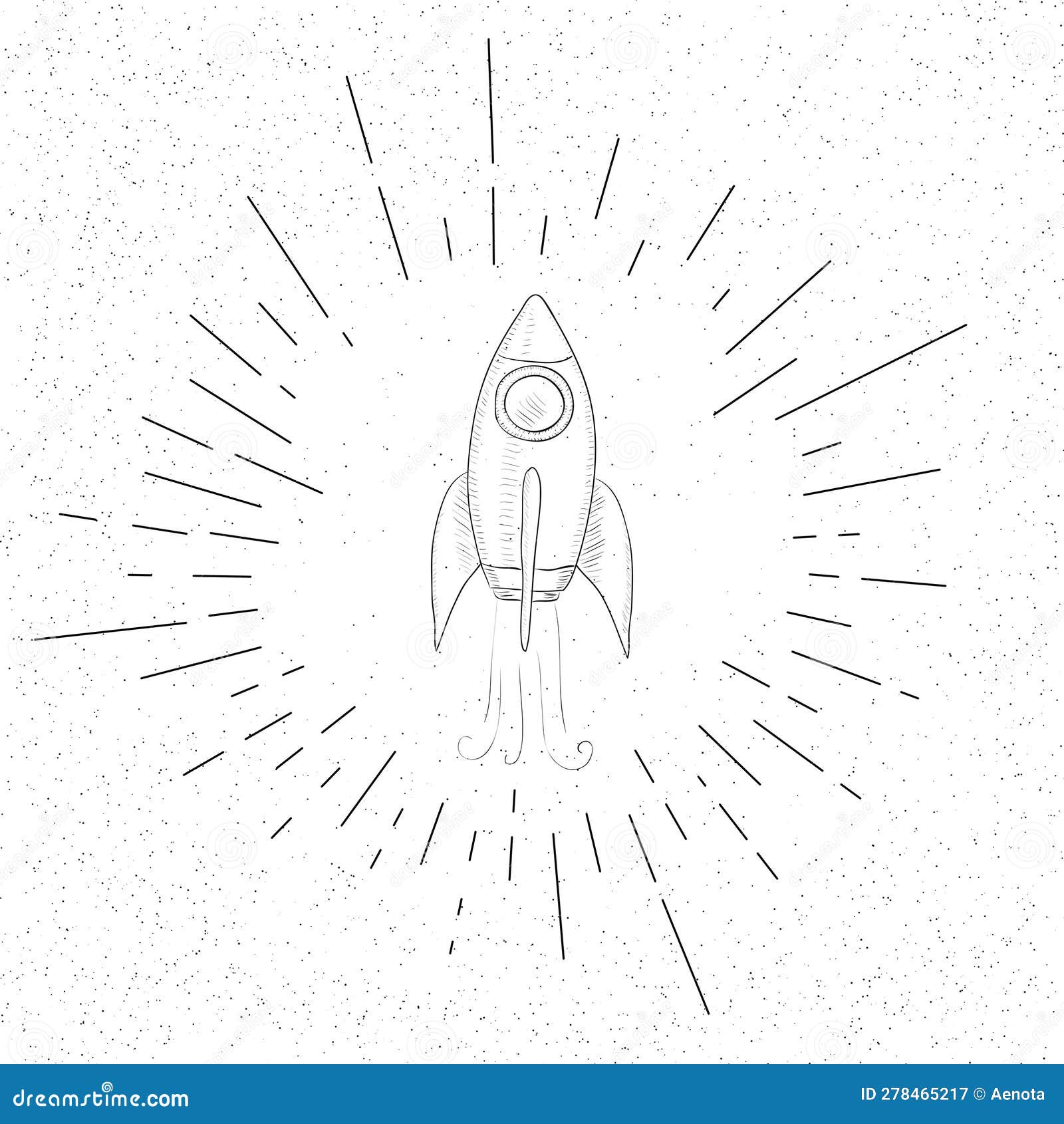 Hand Drawn Symbol of Boost Start Up Launch Starting Rocket Doodle ...