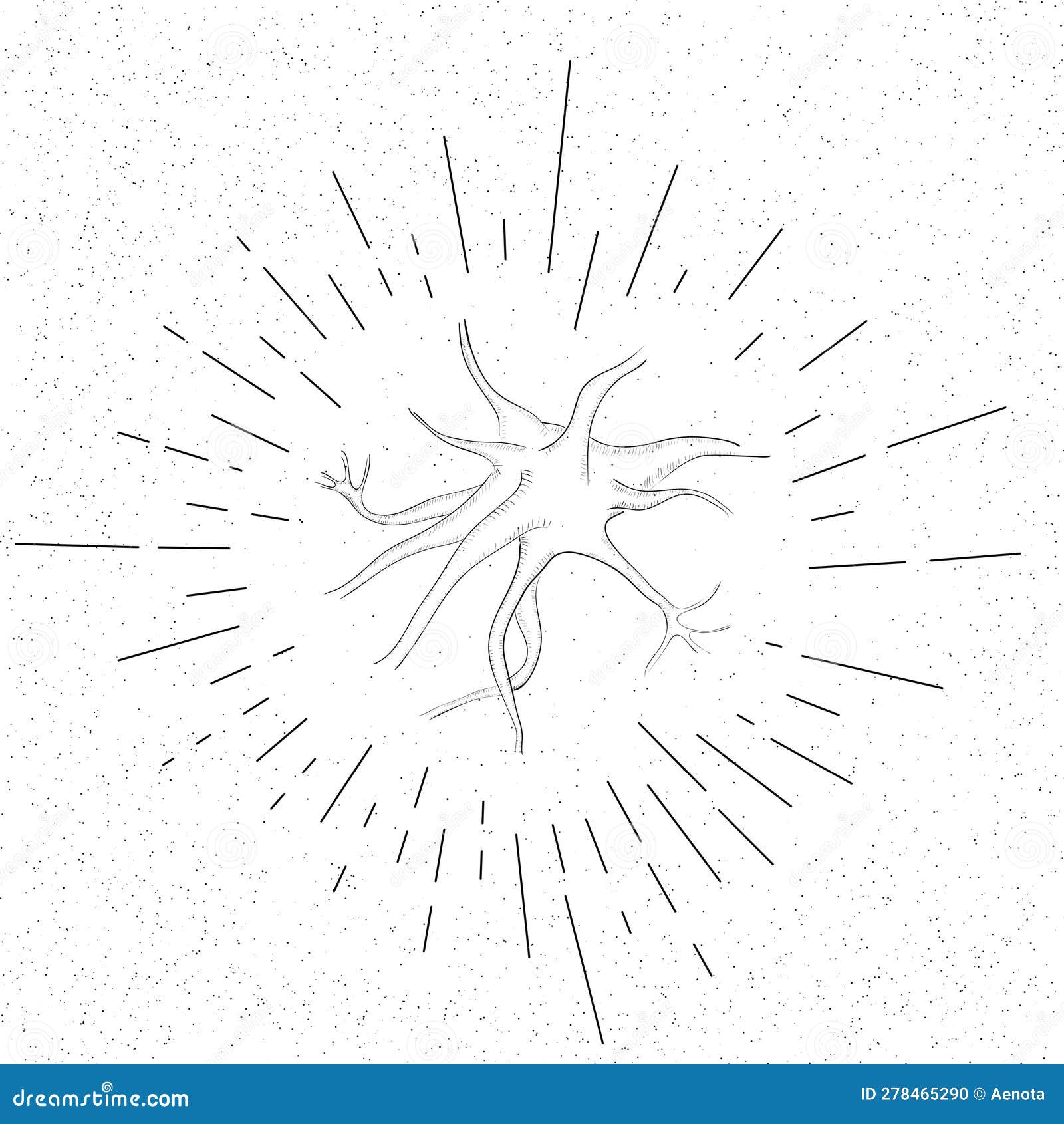 Hand Drawn Symbol Of Brain Cell Neuron Doodle Vector Hatch Icon ...