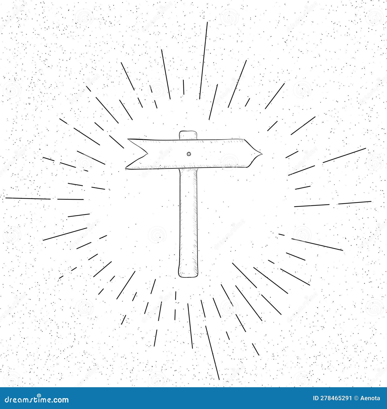 Hand Drawn Symbol of Directional Road Sign Doodle Vector Hatch Icon ...