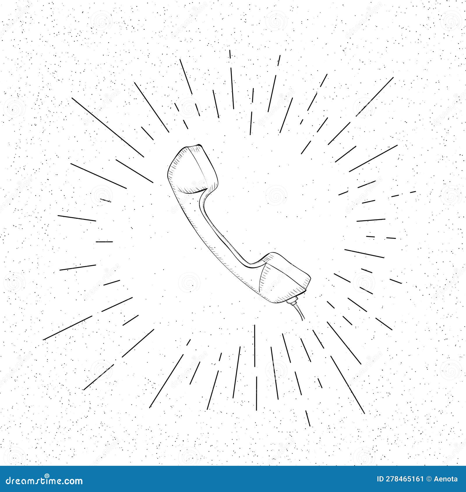 Hand Drawn Symbol of Landline Phone Handset Doodle Vector Hatch Icon ...