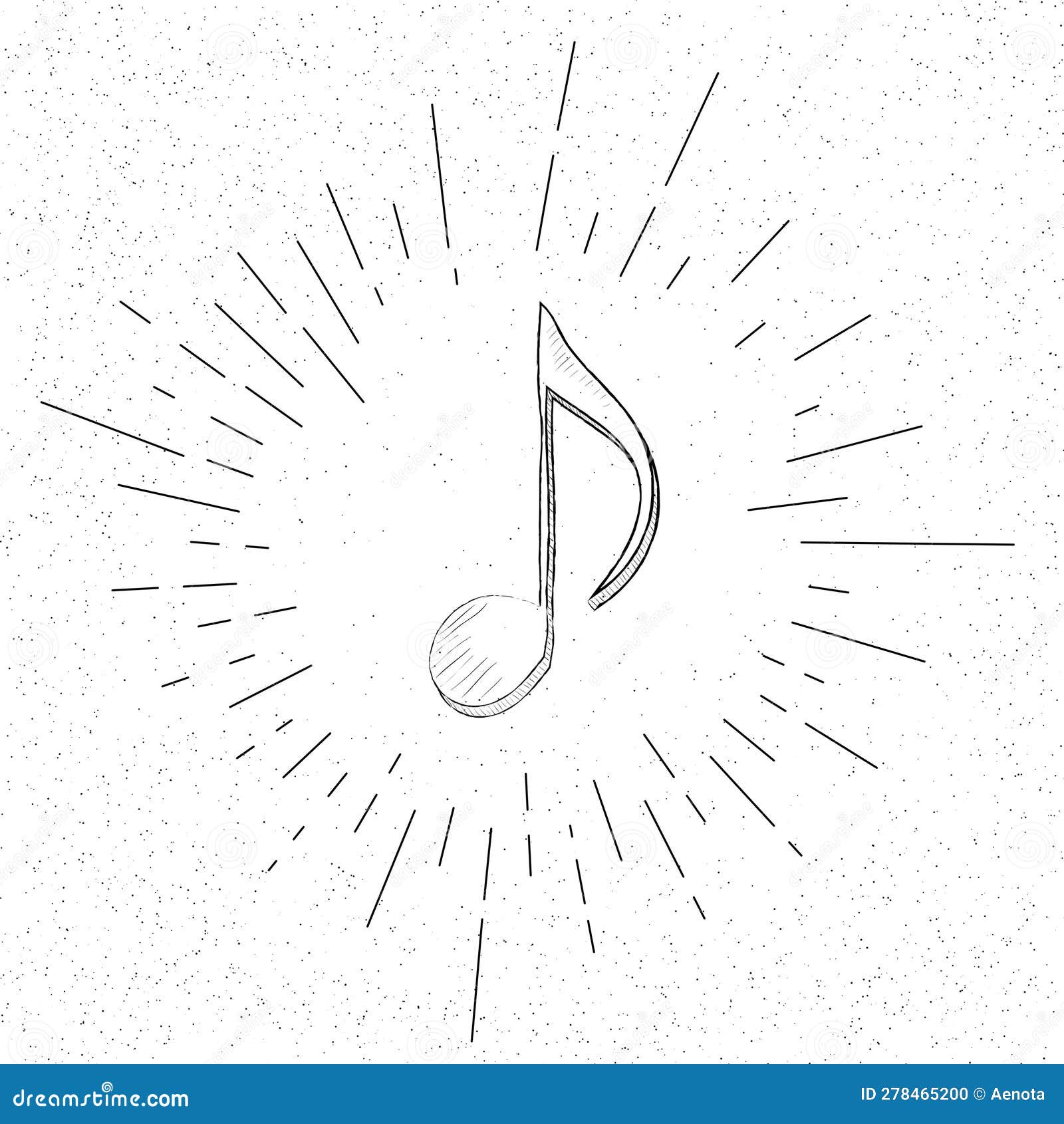 Hand Drawn Symbol of Musical Eighth Note Doodle Vector Hatch Icon Stock ...