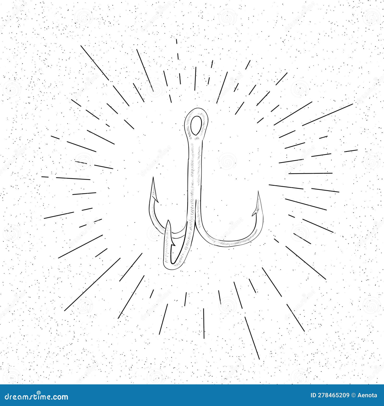 Hand Drawn Symbol of Triple Fish Hook Doodle Vector Hatch Icon Stock ...