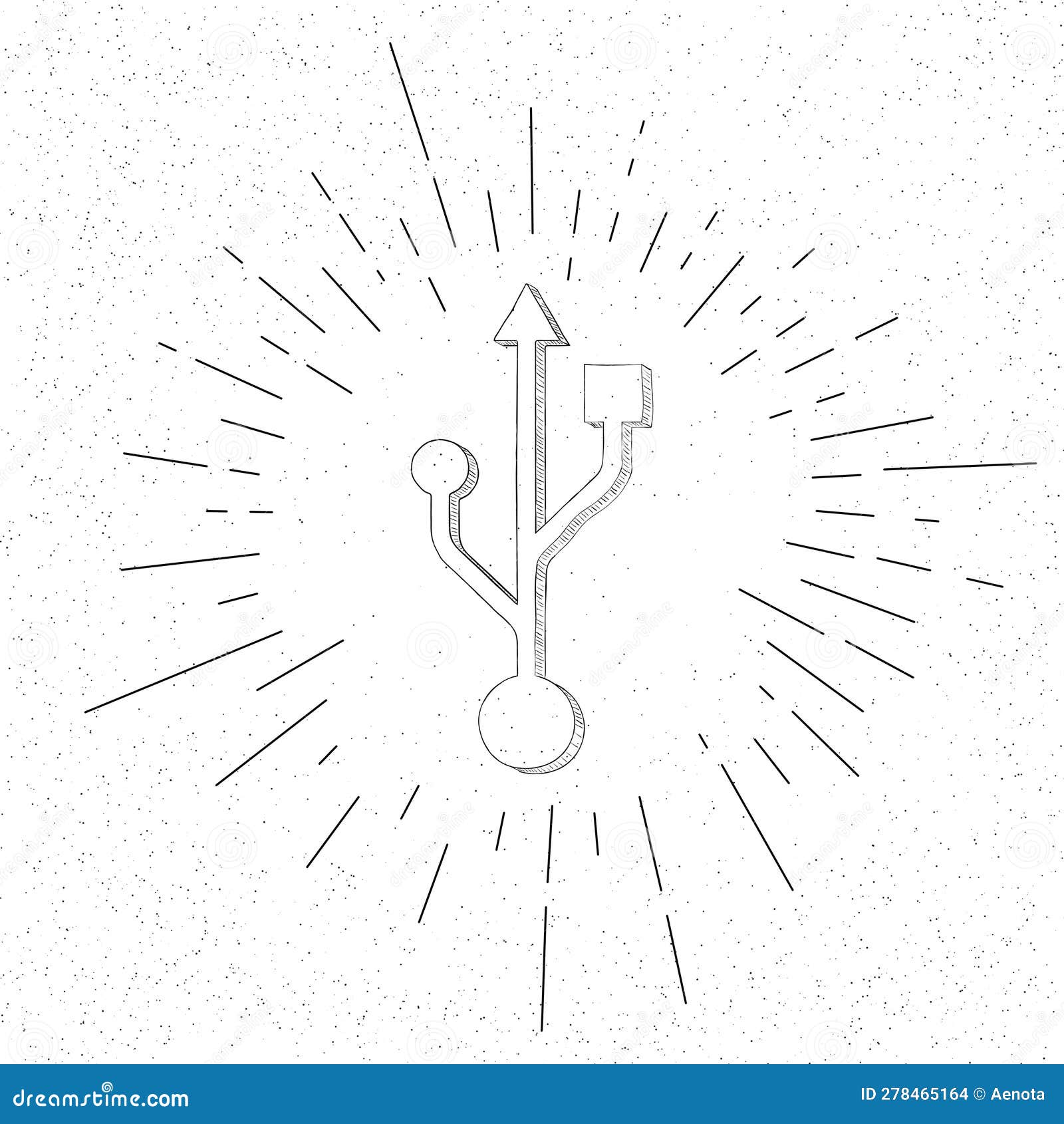 Hand Drawn Symbol of USB Doodle Vector Hatch Icon Stock Vector ...