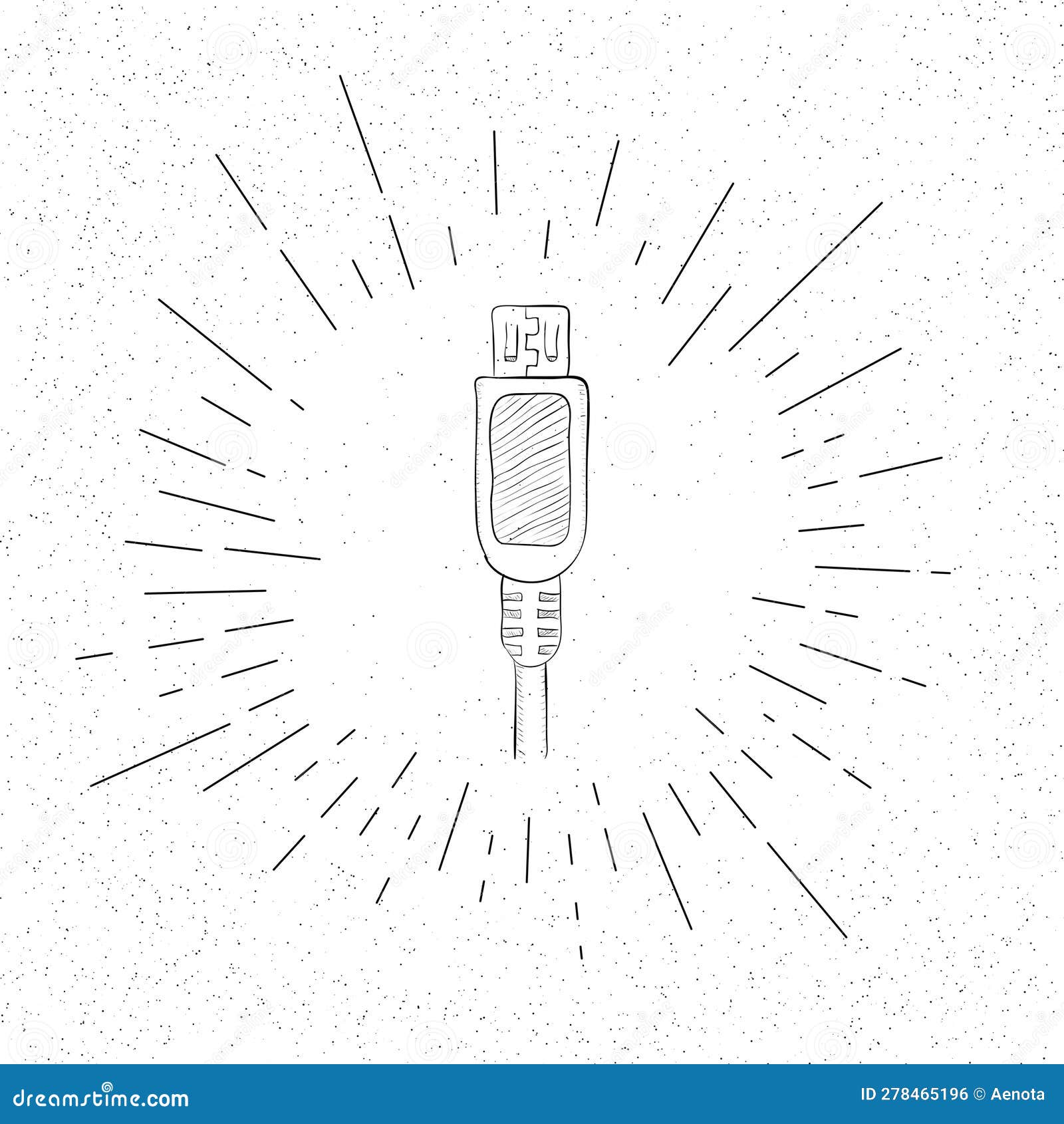 Hand Drawn Symbol of USB Plug Doodle Vector Hatch Icon Stock Vector ...