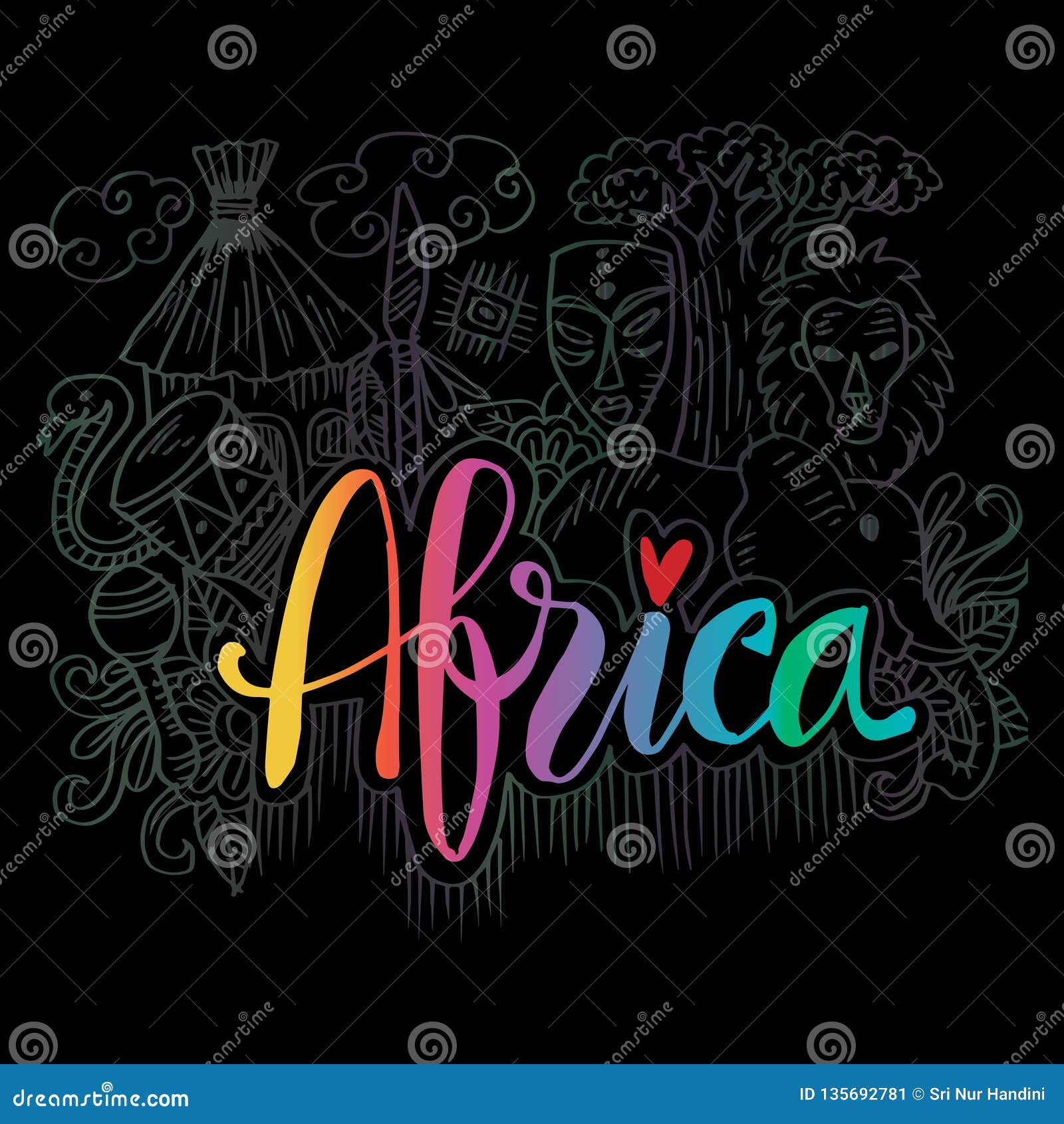 Symbols Of Africa In The Form Of A Circle Vector Illustration ...