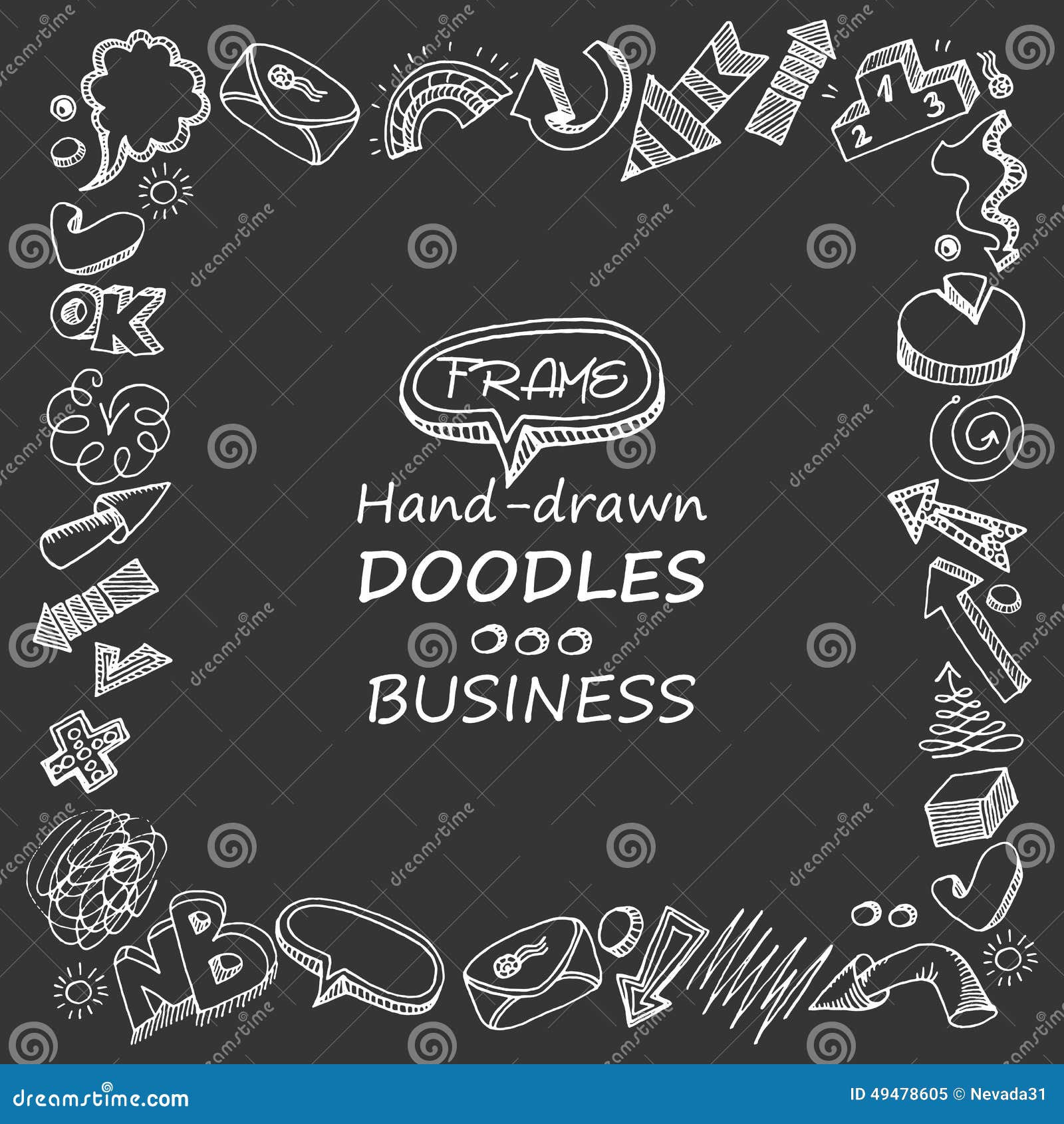 Hand-drawn symbols frame stock illustration. Illustration of handdrawn ...