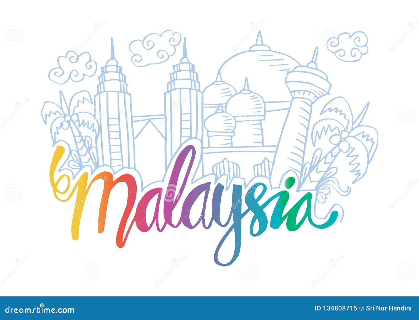 Hand Drawn Symbols of Malaysia. Stock Illustration - Illustration of ...