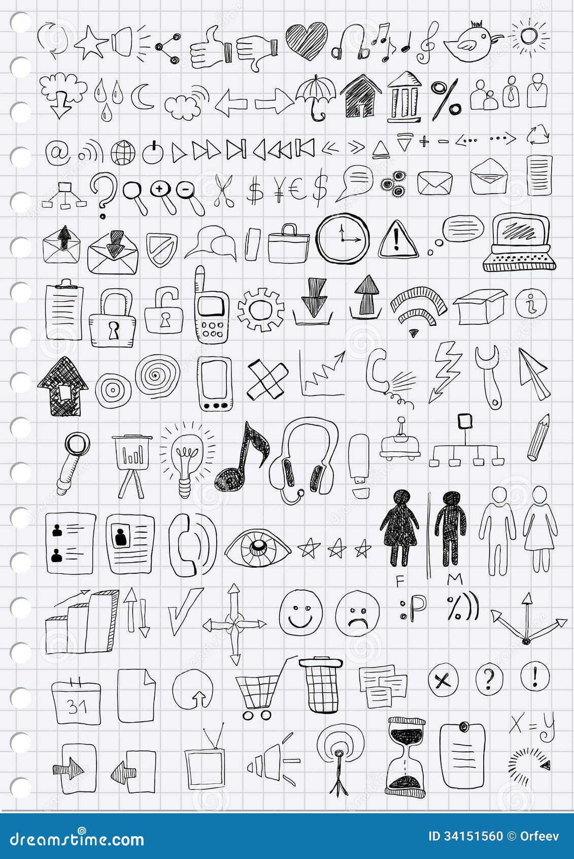 Hand-drawn Symbols stock vector. Illustration of drawing - 34151560