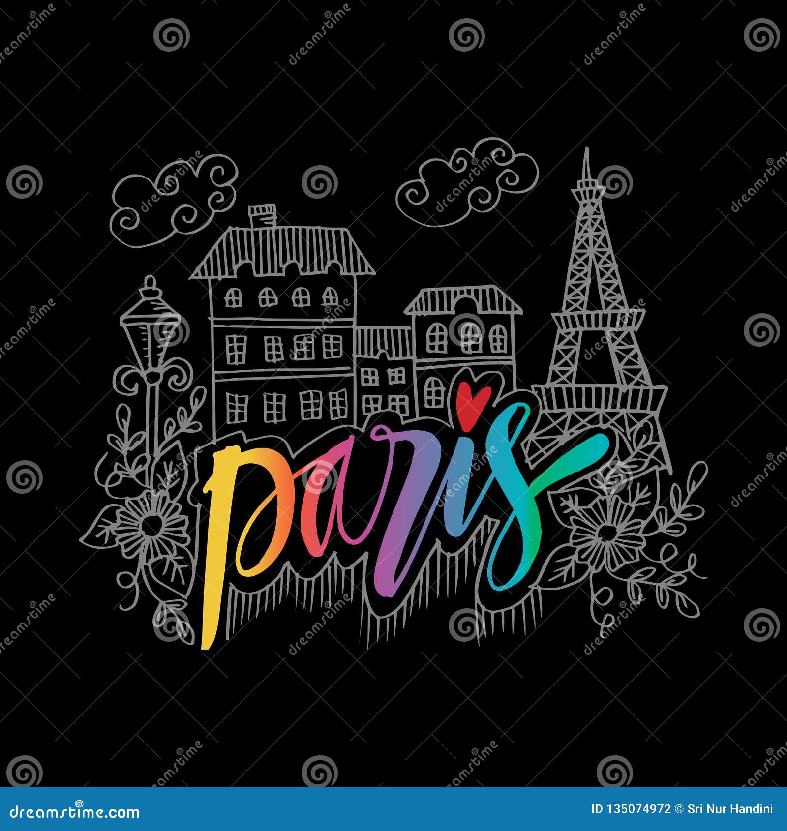 Hand Drawn Symbols of Paris Stock Illustration - Illustration of arch ...