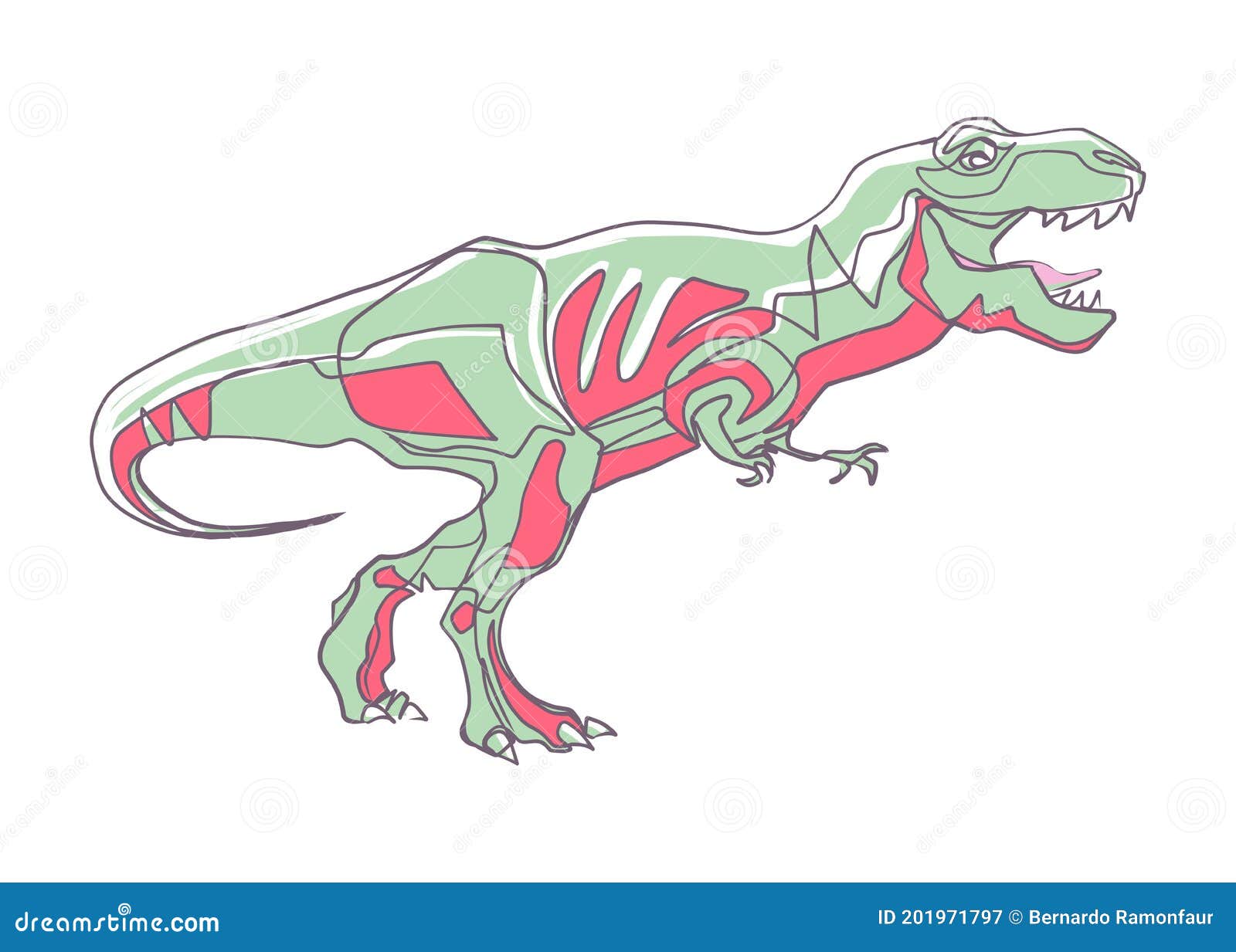 Hand Drawn T-rex Dinosaur Vector Illustration Stock Vector ...