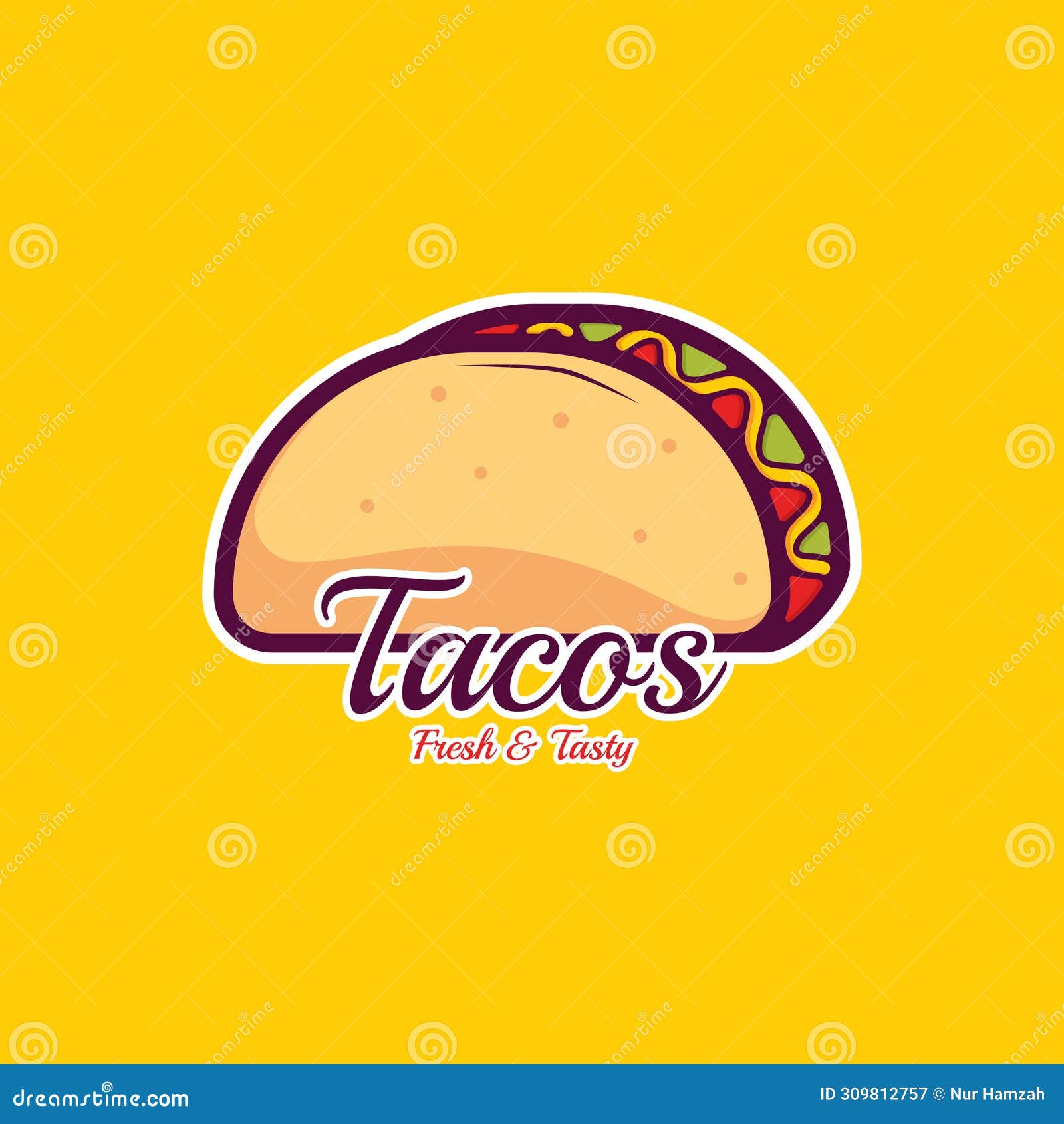 Hand Drawn Taco Logo with Vector Concept Stock Vector - Illustration of ...