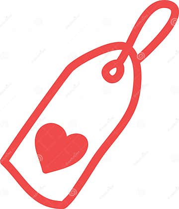 Hand Drawn Tag with Heart stock illustration. Illustration of shape ...