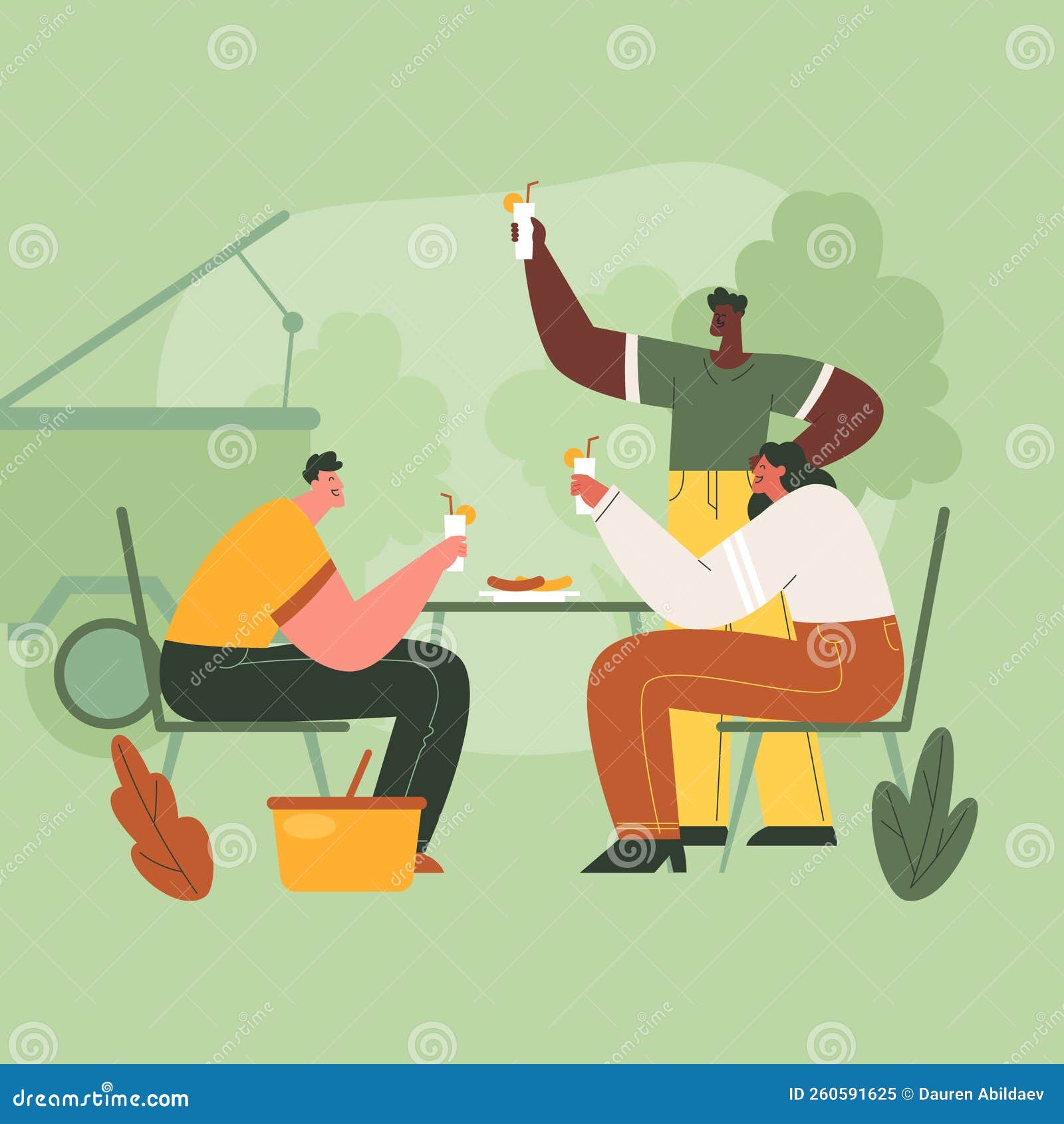 Hand Drawn Tailgate Party Vector Illustration. Stock Vector ...