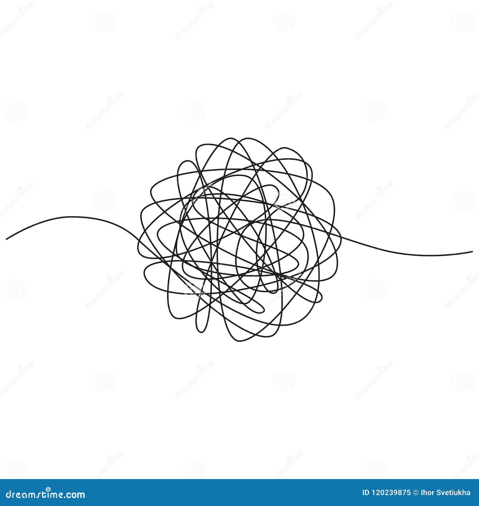 Hand Drawn Tangle of Tangled Thread. Sketch Spherical Abstract Scribble ...