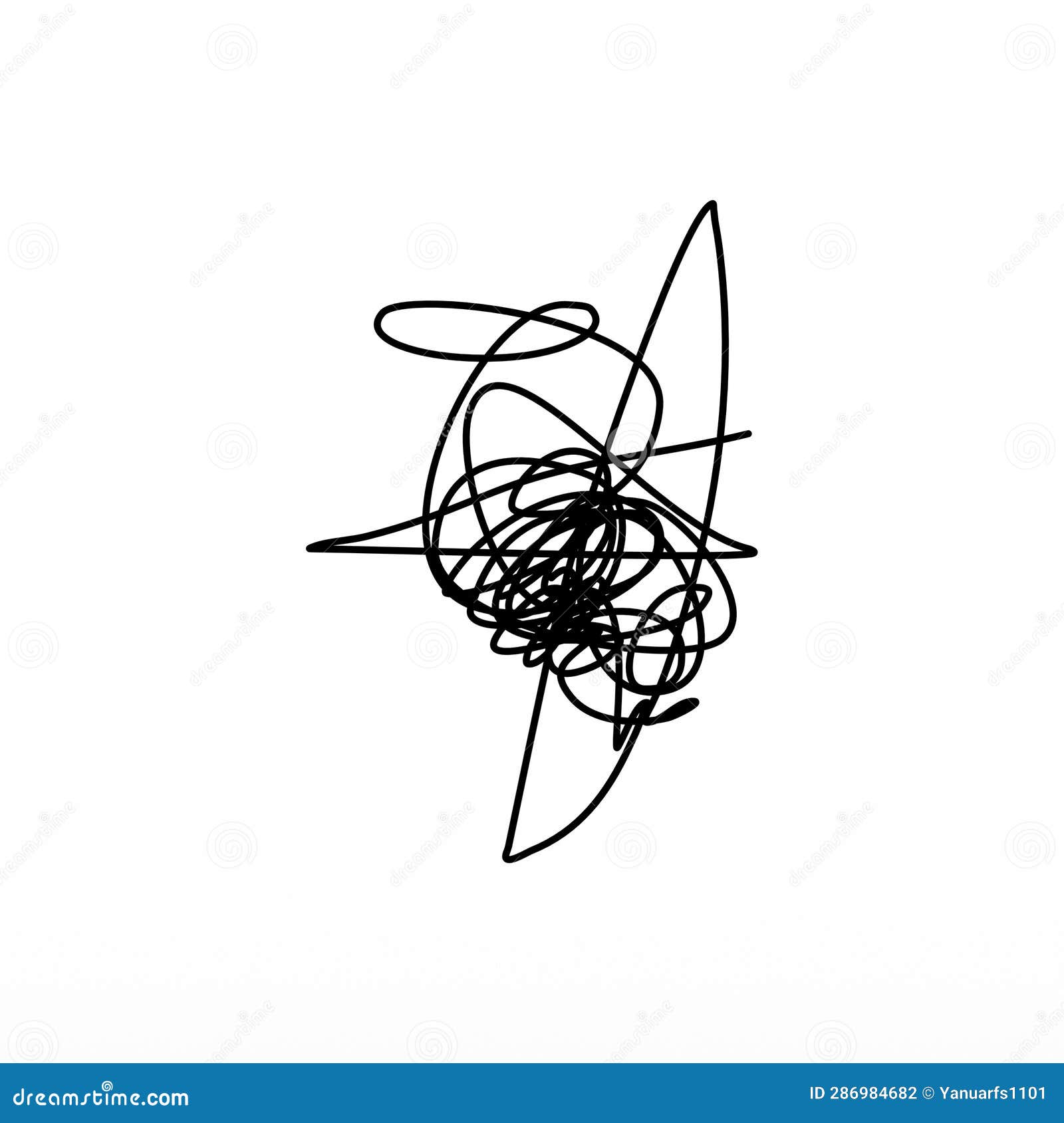 Hand Drawn Tangle Thread Sketch Spherical Abstract Scribble Shape Stock ...