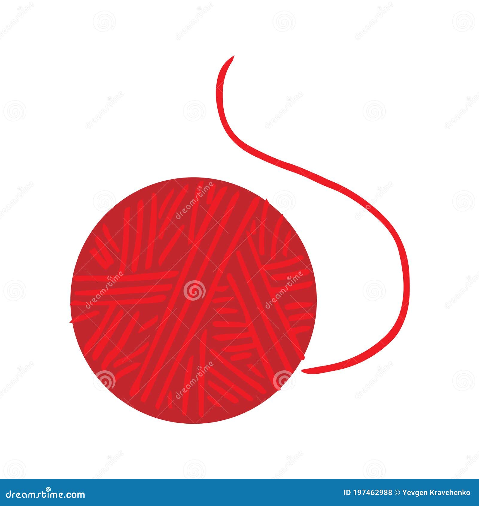 Vector Illustration of a Red Tangle of Thread. Hand Drawn Tangle of ...